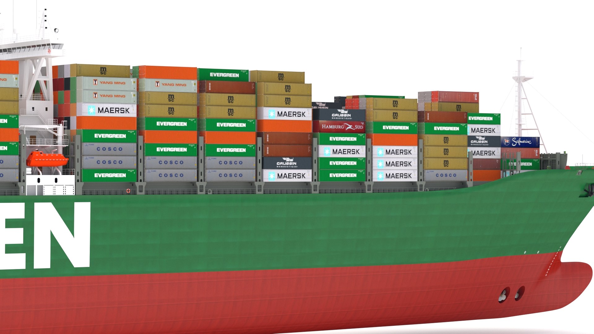 3D Model Ever Given Evergreen Container Cargo Ship - TurboSquid 1815766