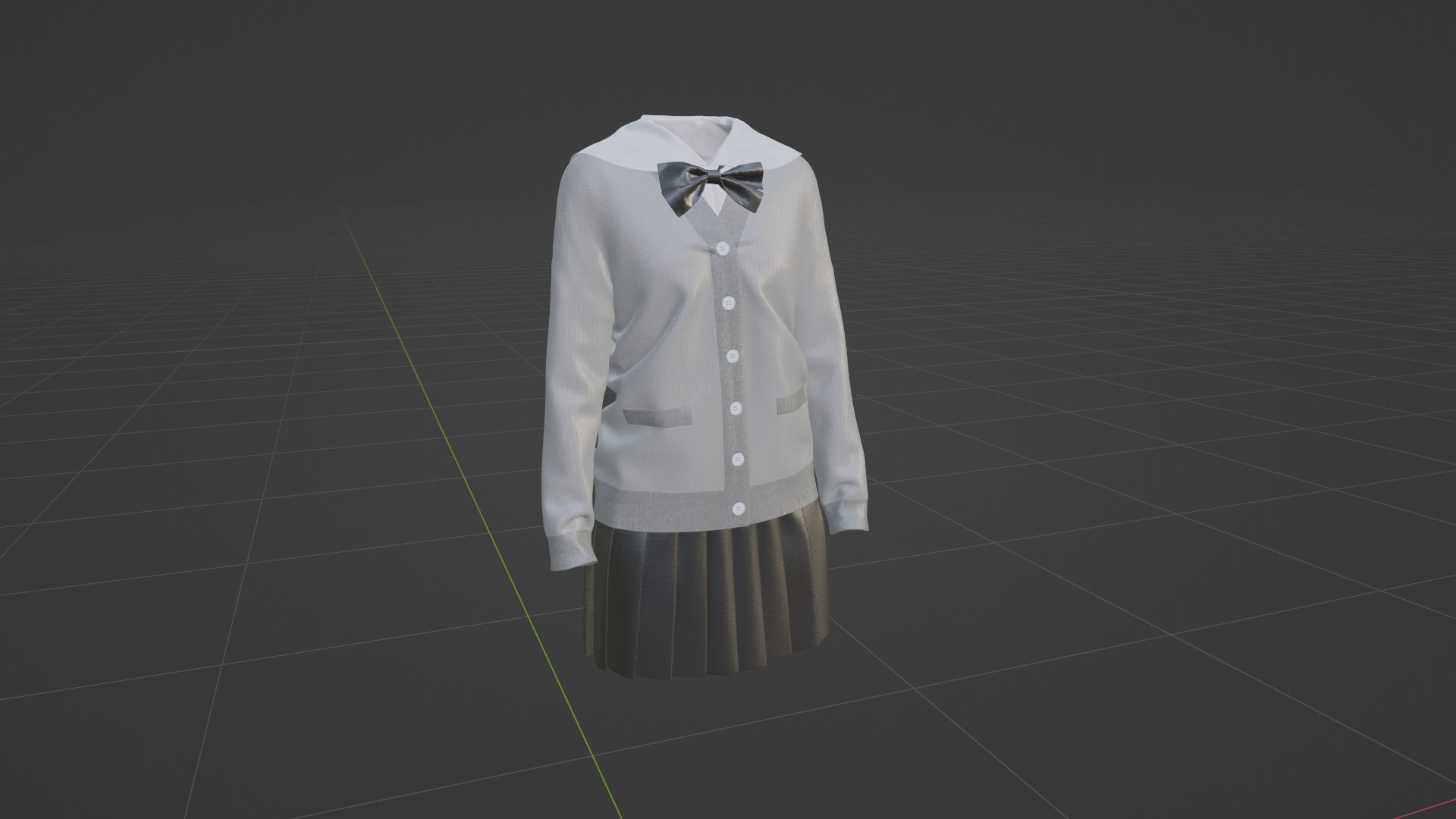 Cardigan And Sailor Collar School Uniform Model - TurboSquid 1897795