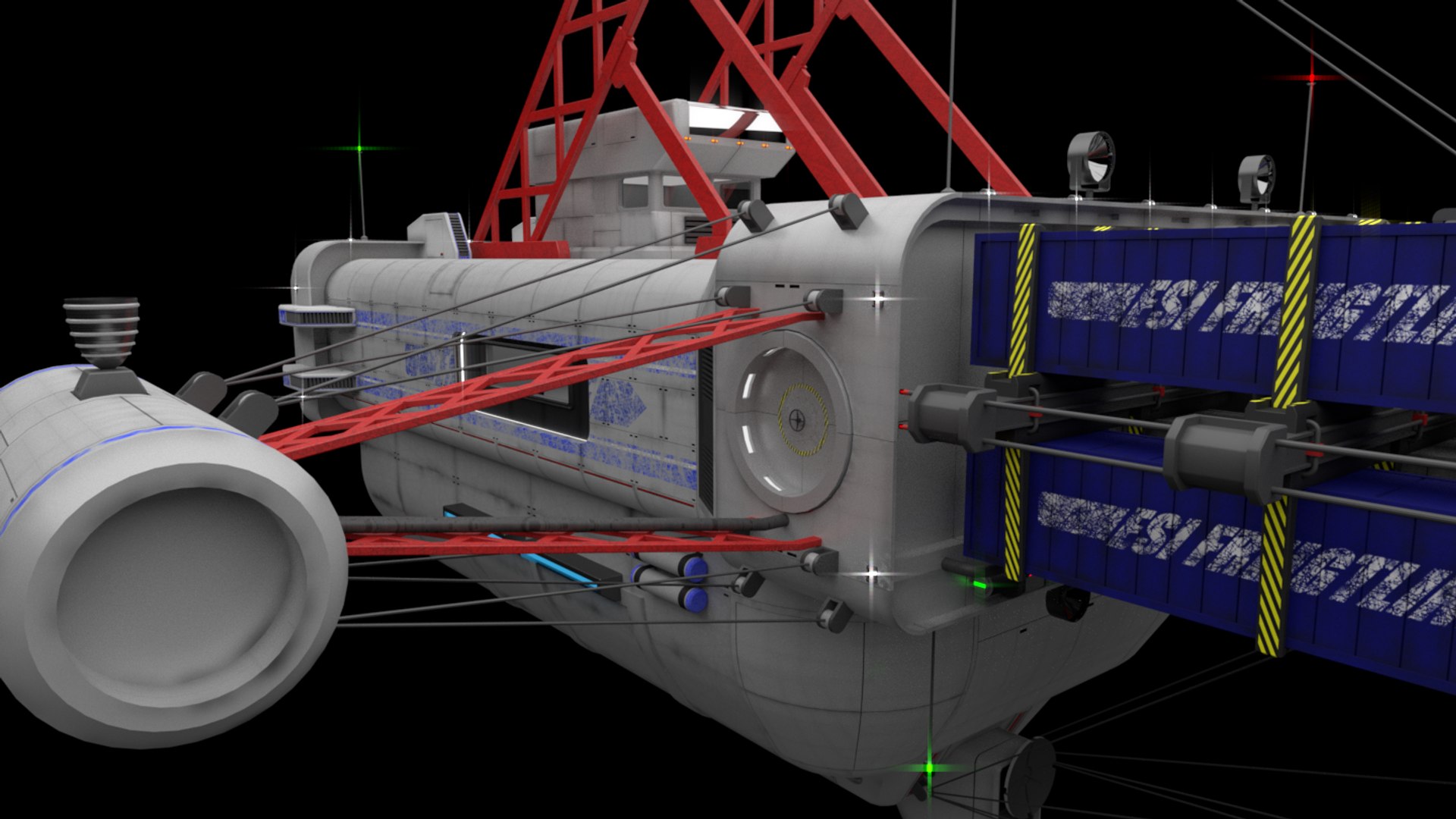 3d heavy cargo freighter model