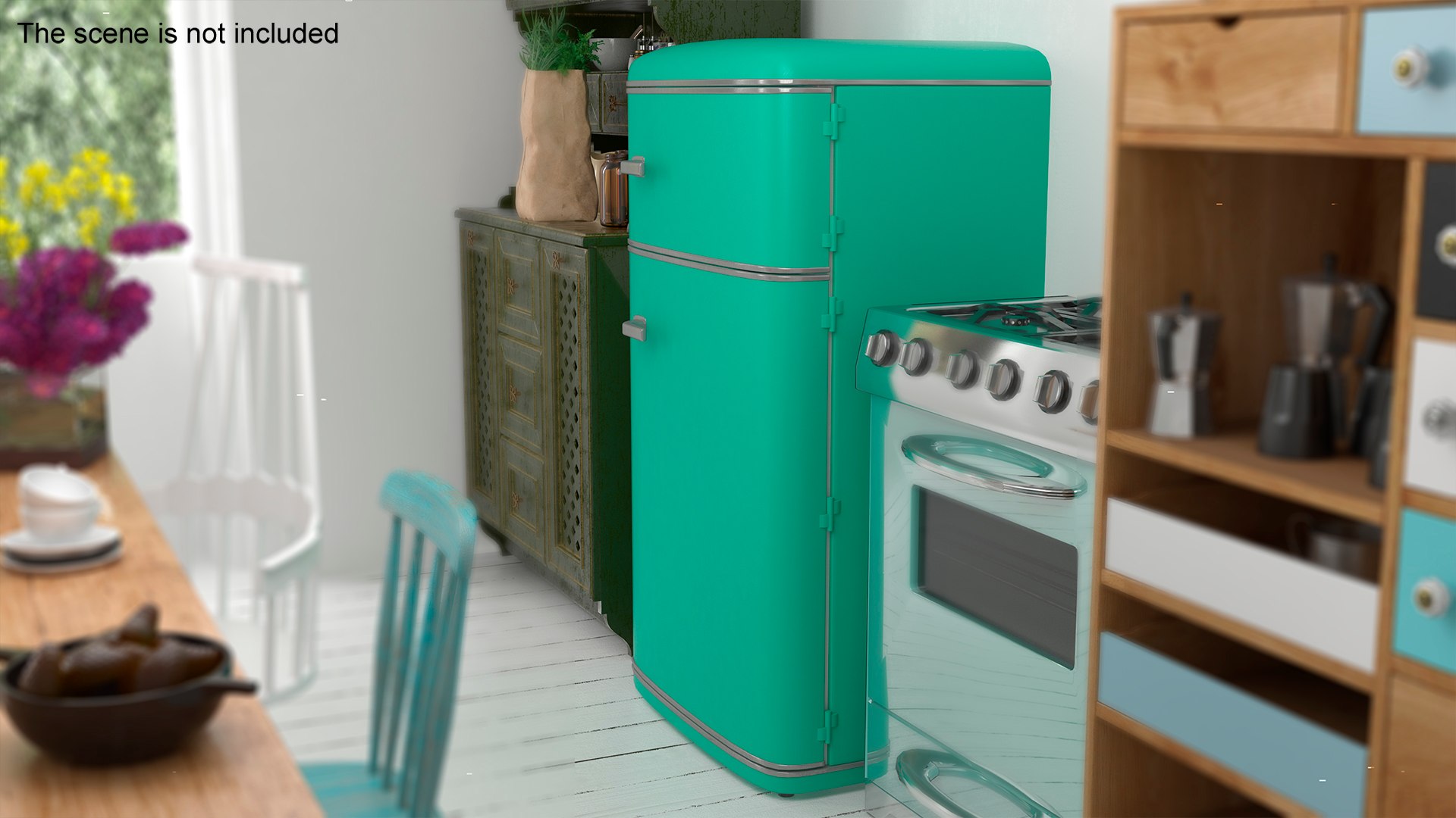 3D Retro Original Green Fridge - TurboSquid 2149877