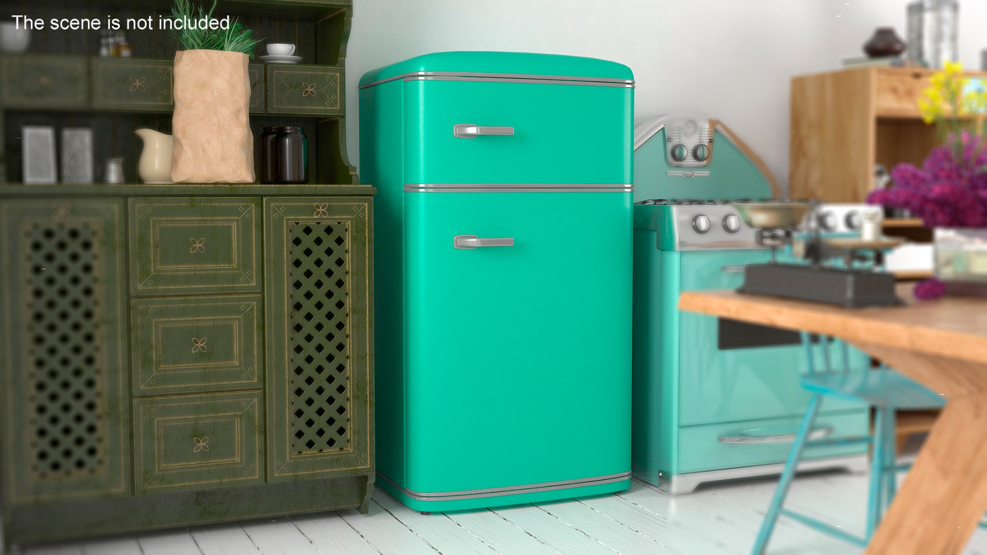 3D Retro Original Green Fridge - TurboSquid 2149877
