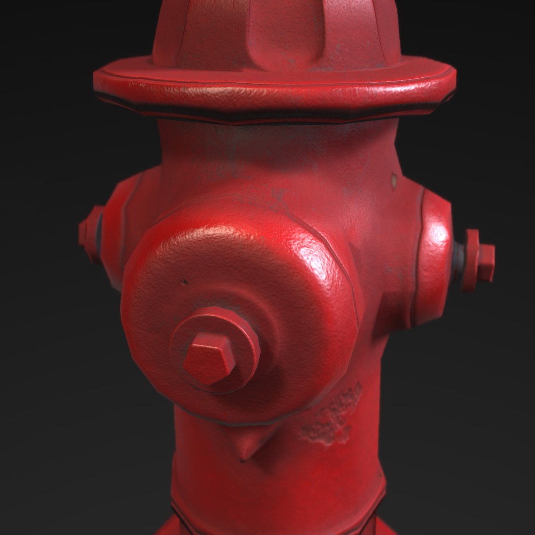 3d red hydrant - pbr