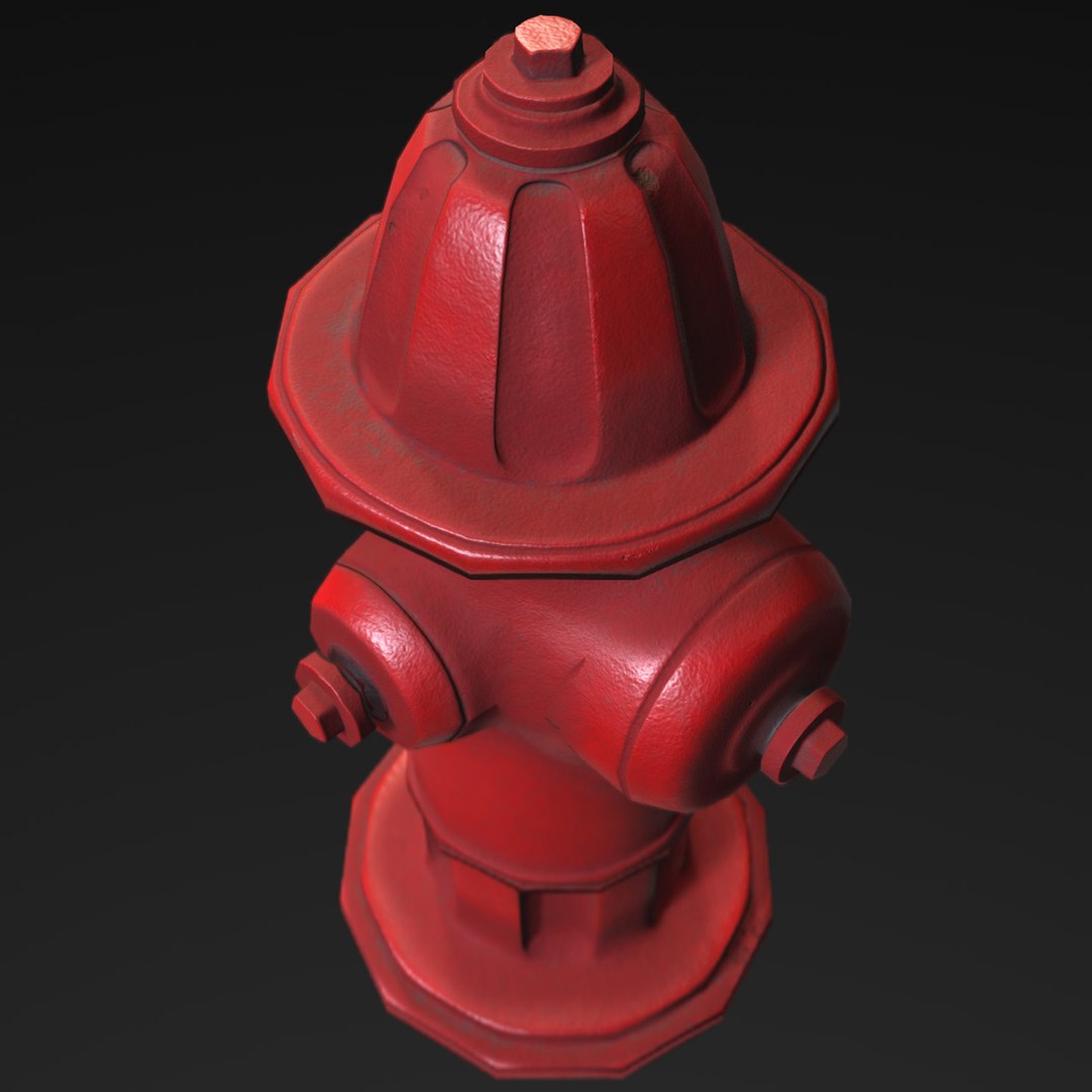 3d red hydrant - pbr