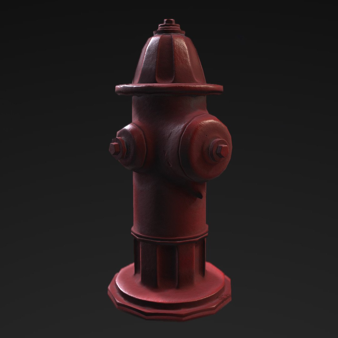 3d red hydrant - pbr