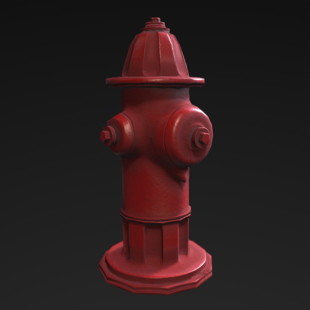3d red hydrant - pbr