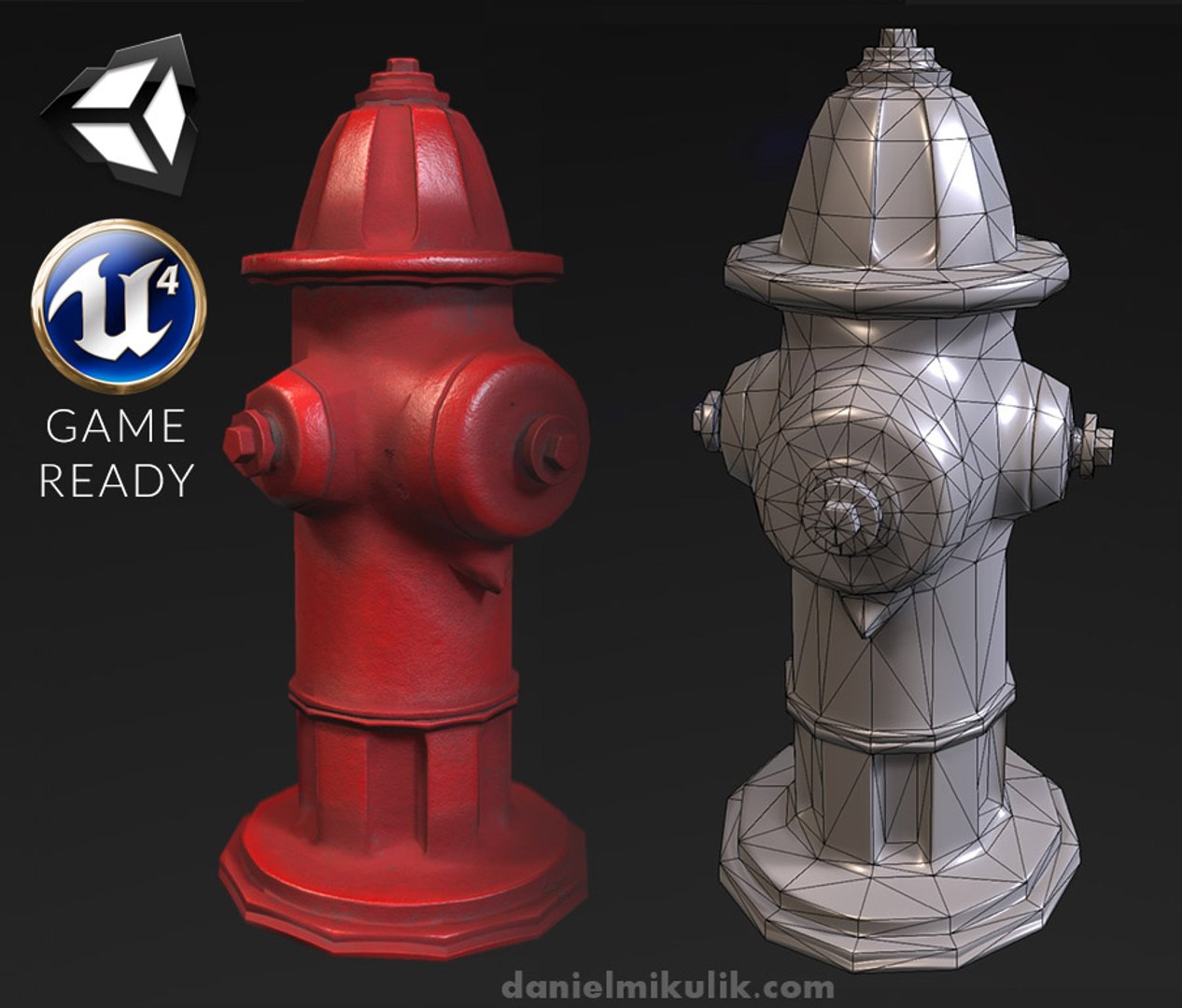 3d red hydrant - pbr