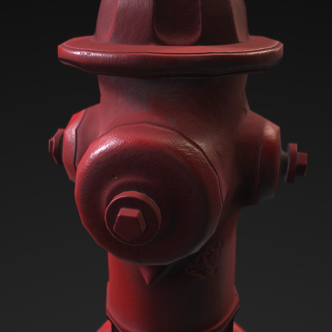 3d red hydrant - pbr