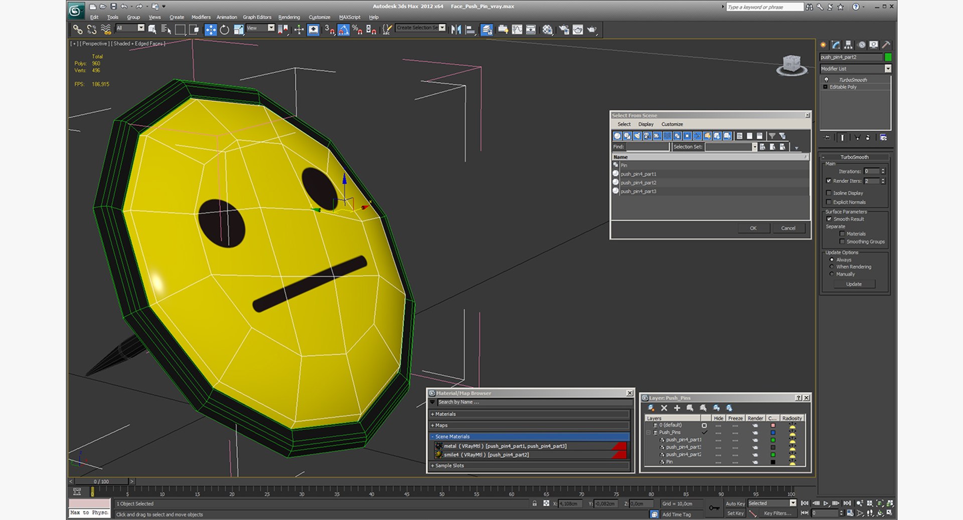 Face Push Pin 3D Model - TurboSquid 1425646