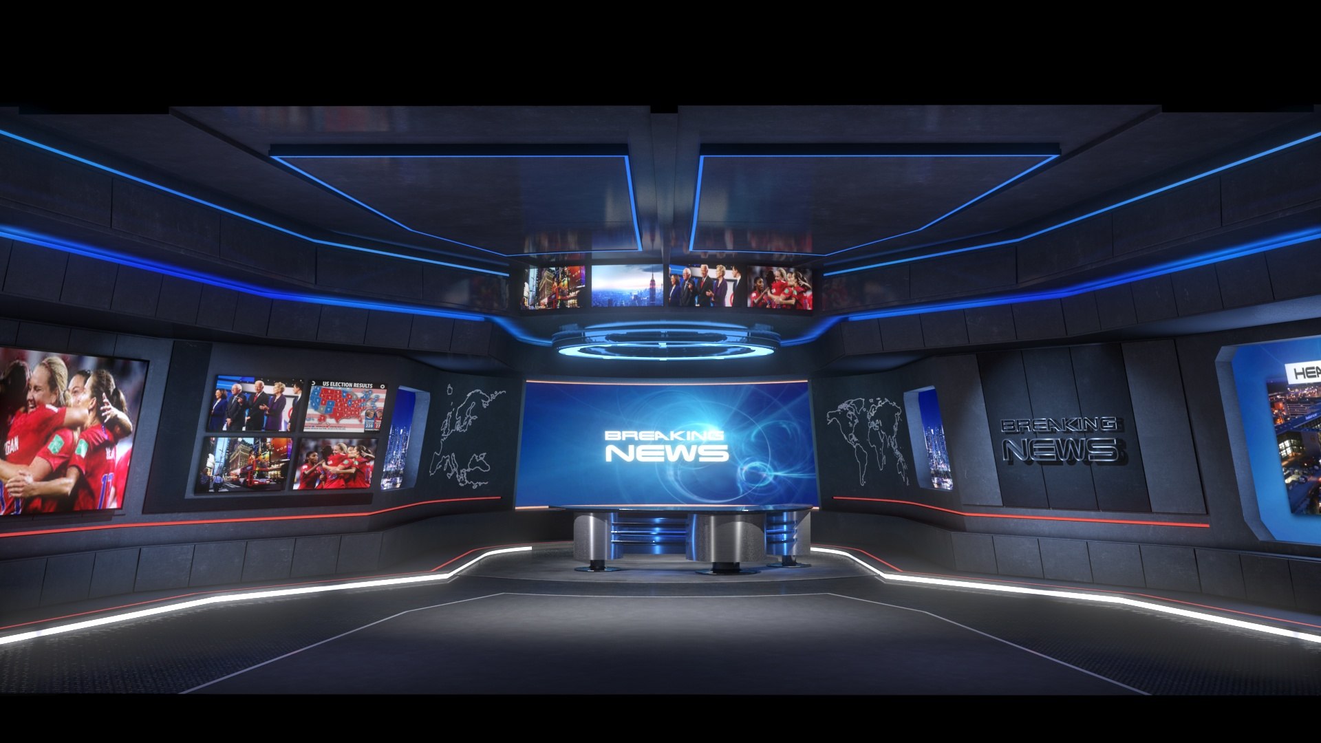 Virtual Set News Studio 3D Model - TurboSquid 1492623