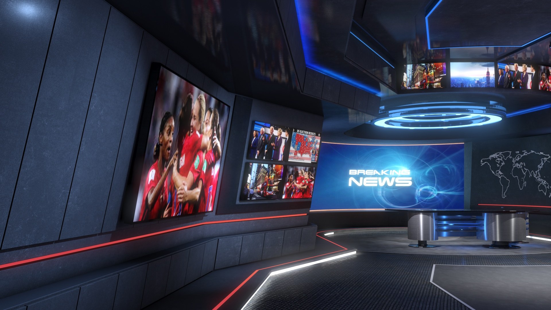 Virtual Set News Studio 3D Model - TurboSquid 1492623