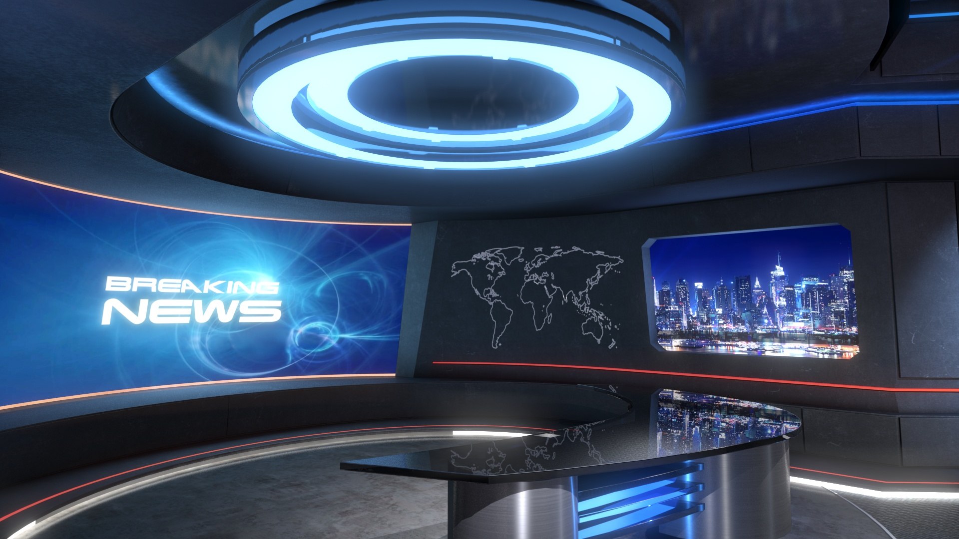 Virtual Set News Studio 3D Model - TurboSquid 1492623