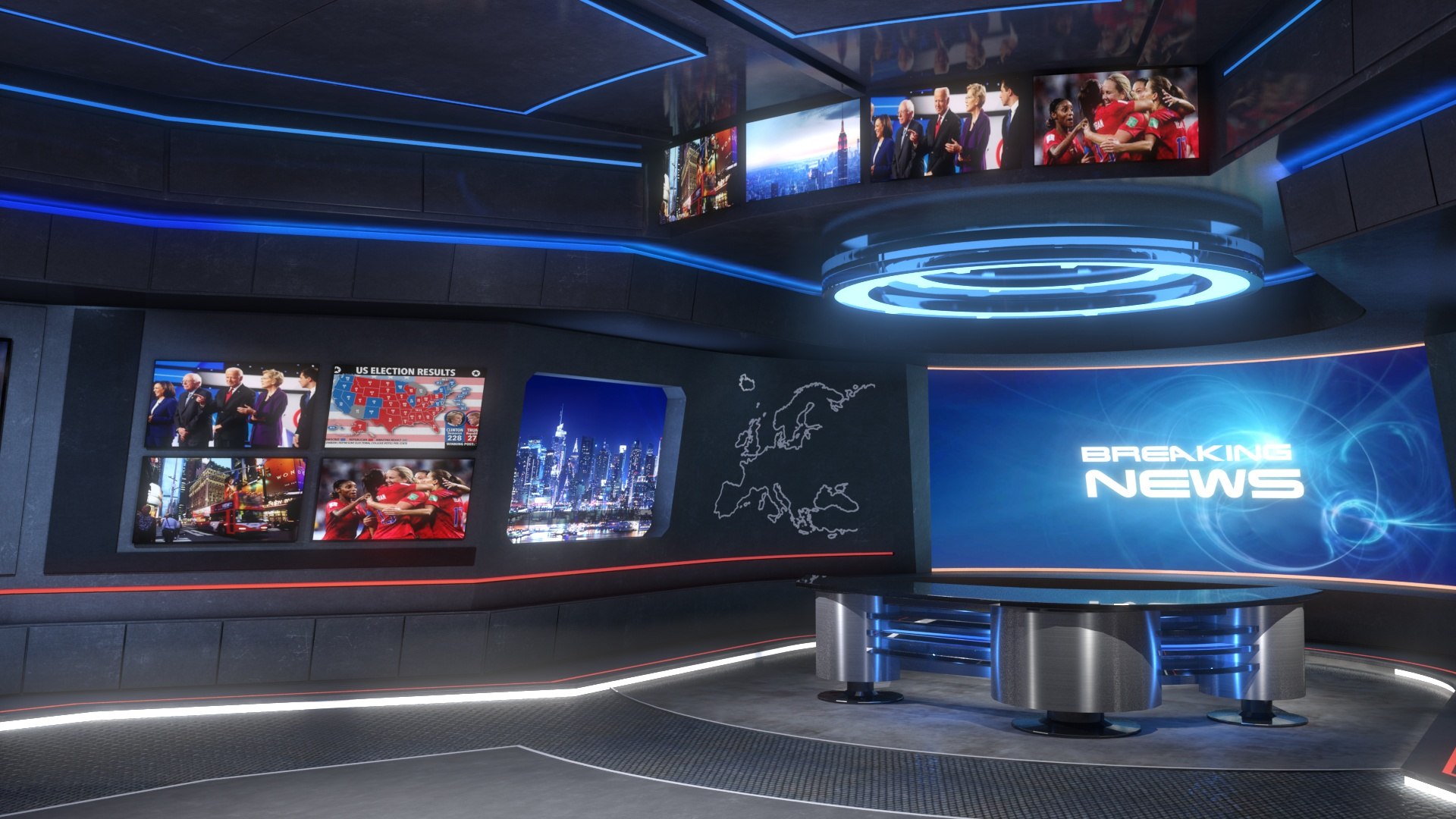 Virtual Set News Studio 3D Model - TurboSquid 1492623