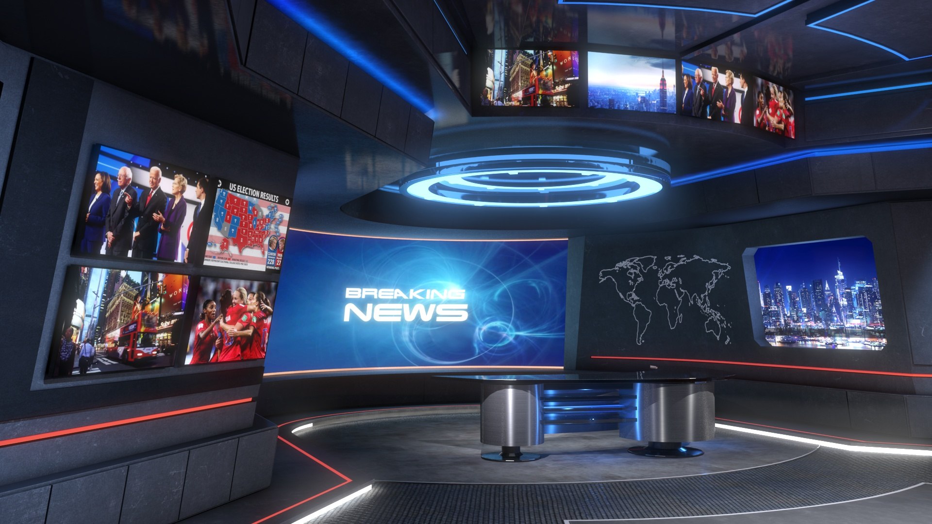 Virtual Set News Studio 3D Model - TurboSquid 1492623
