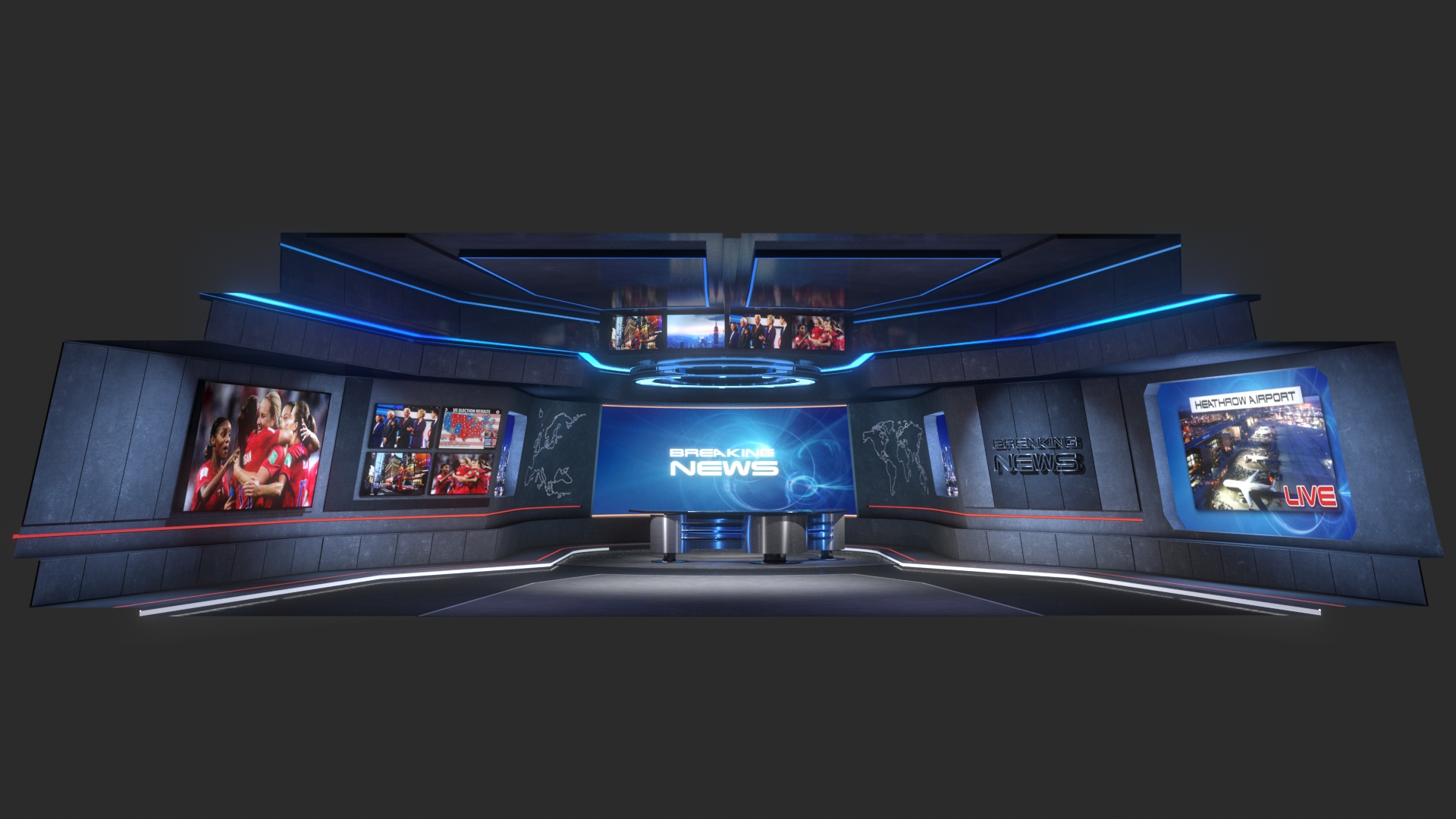 Virtual Set News Studio 3D Model - TurboSquid 1492623
