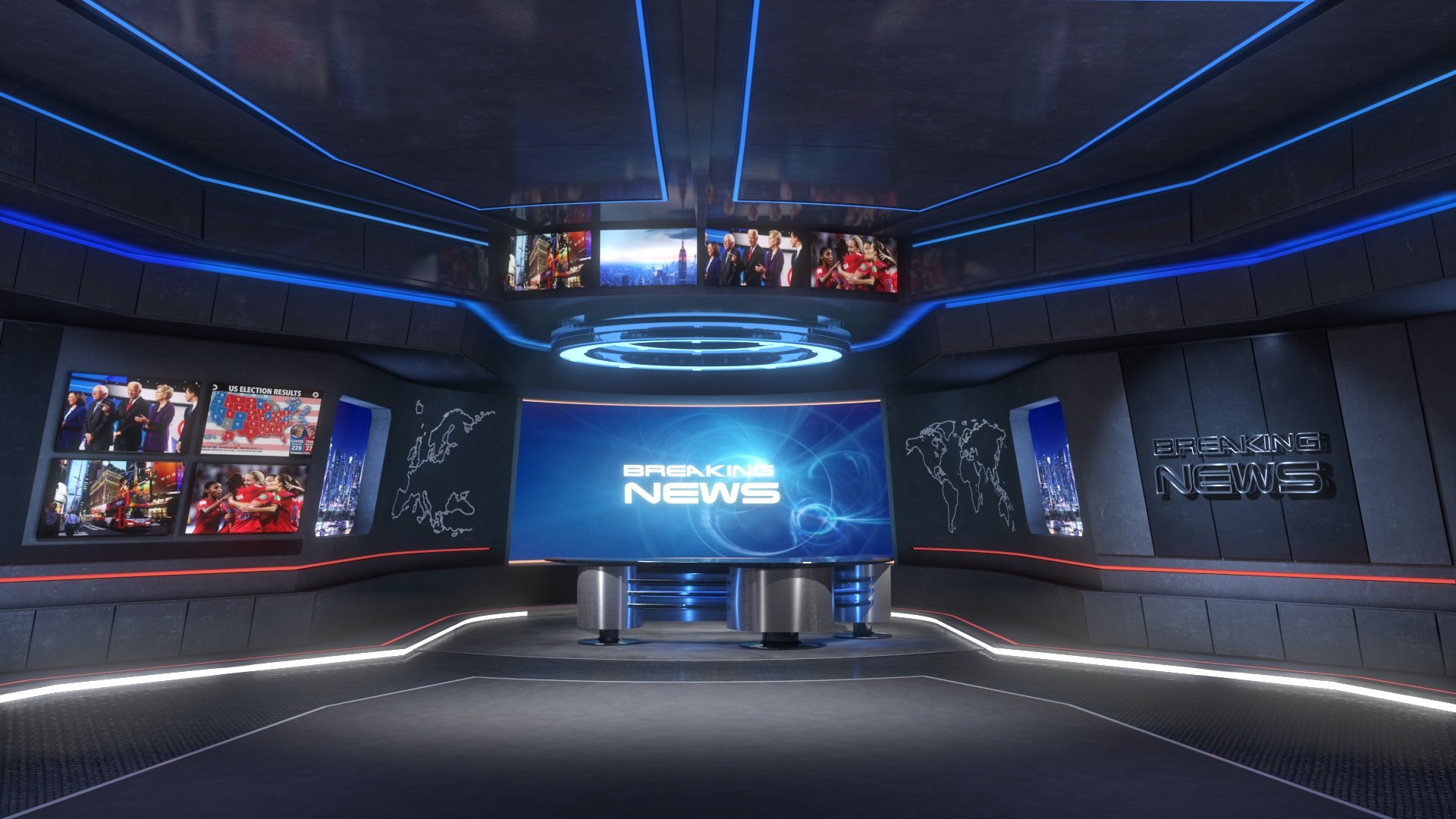 Virtual Set News Studio 3D Model - TurboSquid 1492623