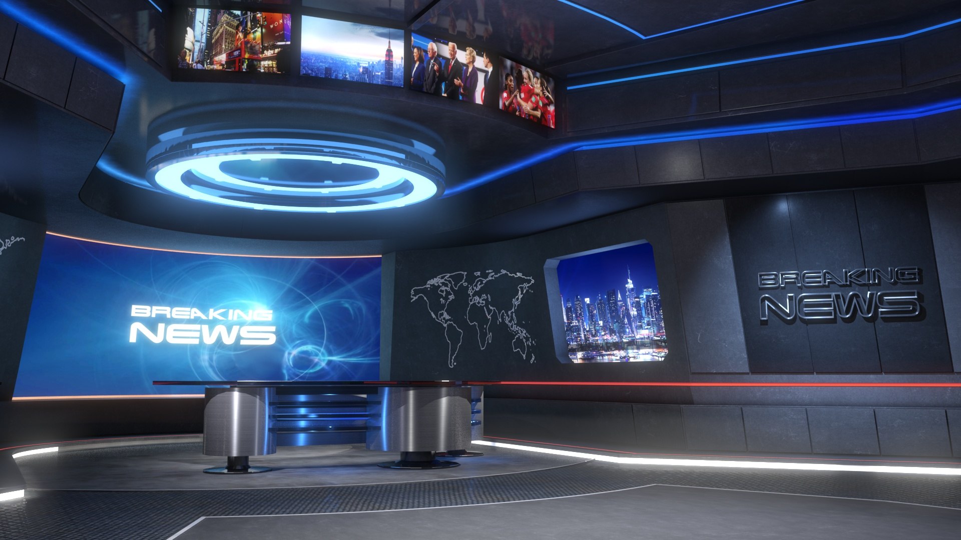 Virtual Set News Studio 3D Model - TurboSquid 1492623