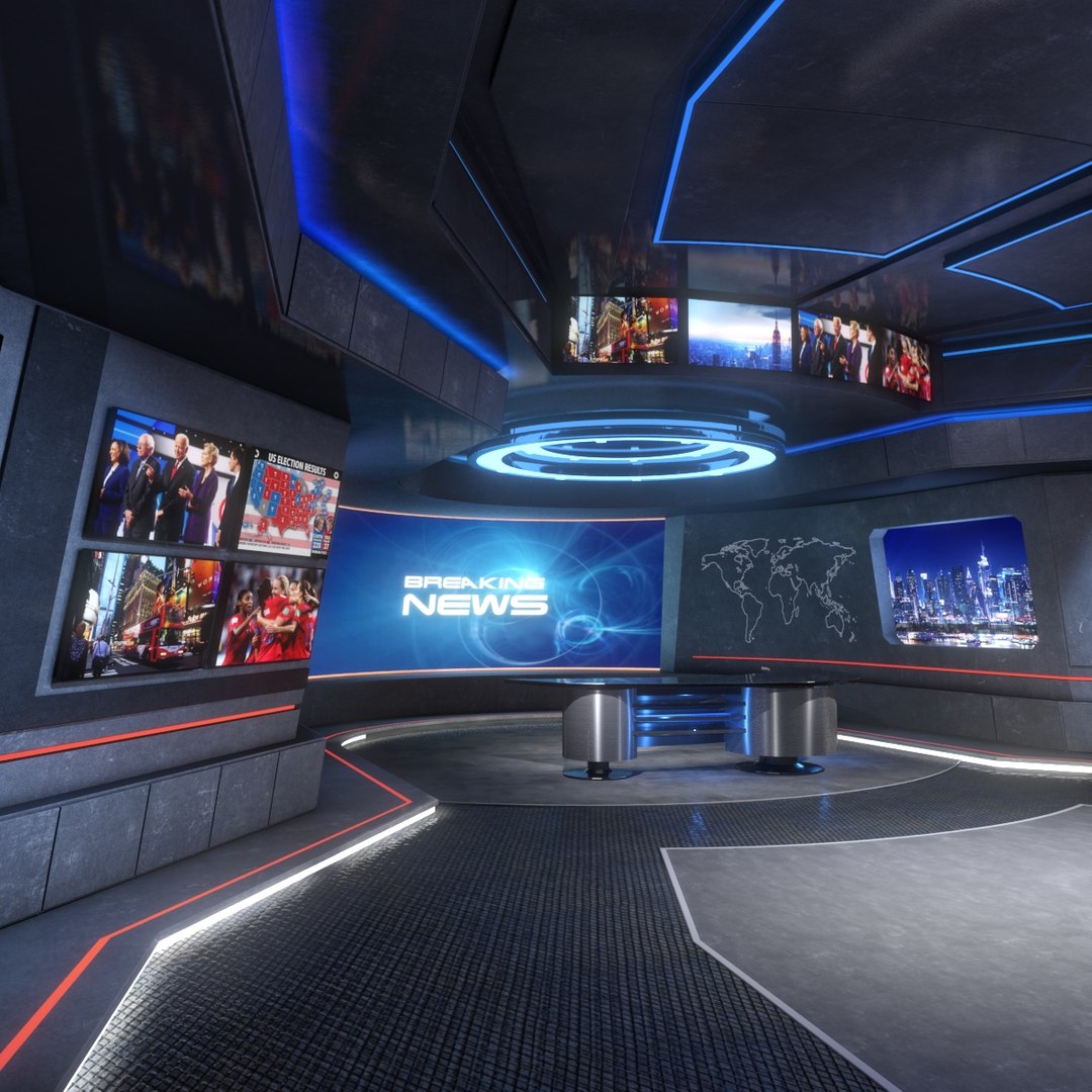 Virtual Set News Studio 3D Model - TurboSquid 1492623