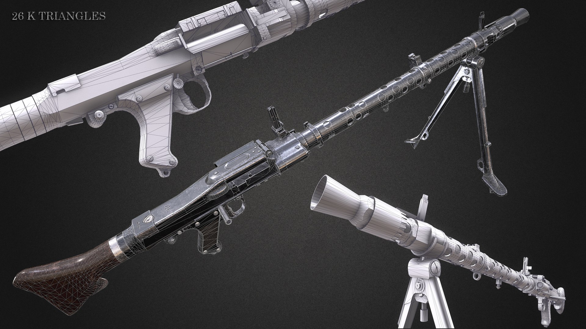 3D Mg34 Videogame Asset Model - TurboSquid 1430842