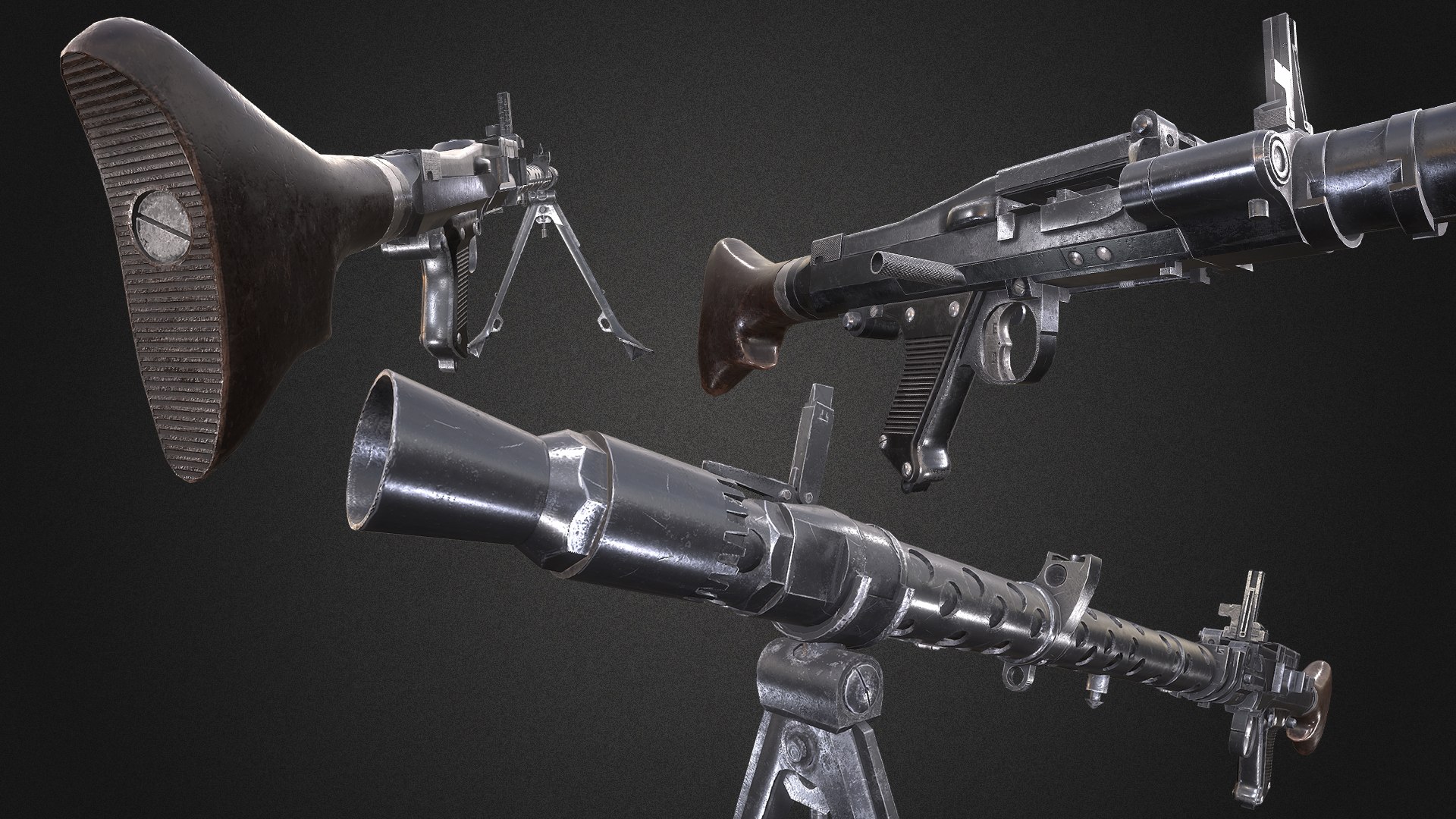 3D Mg34 Videogame Asset Model - TurboSquid 1430842