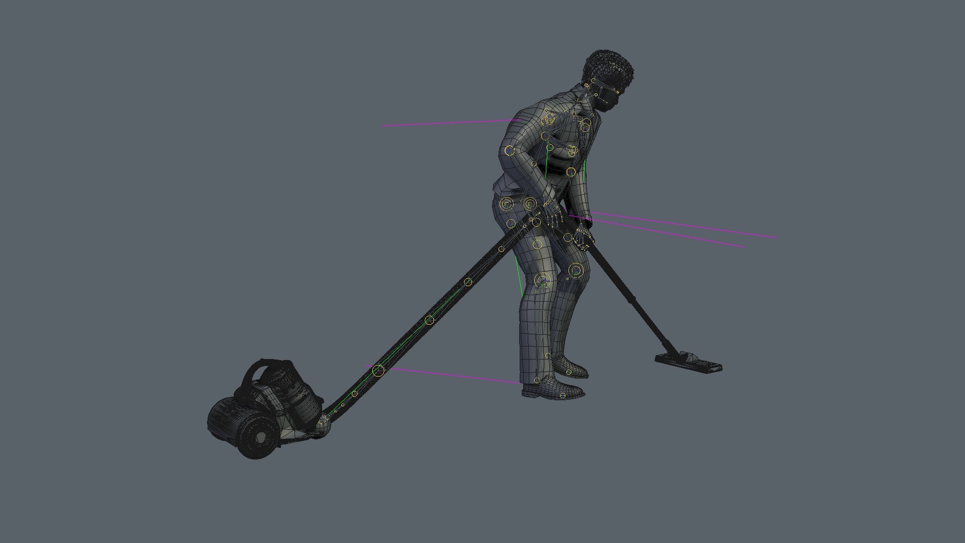 3D model realistically man vacuum cleaning - TurboSquid 1659071