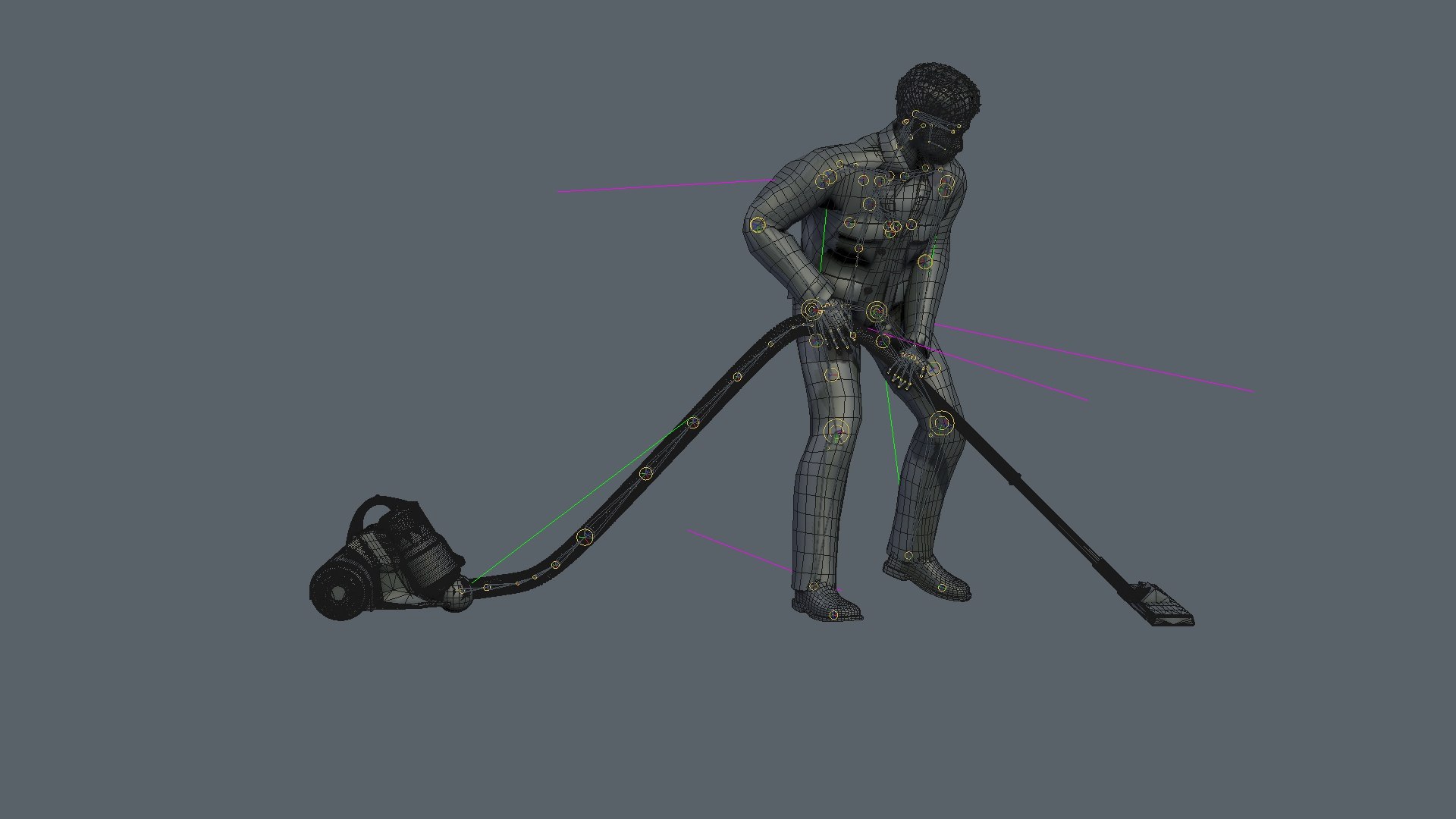 3D model realistically man vacuum cleaning - TurboSquid 1659071