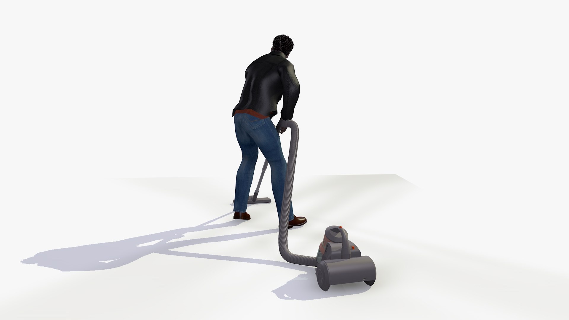 3D Model Realistically Man Vacuum Cleaning - TurboSquid 1659071