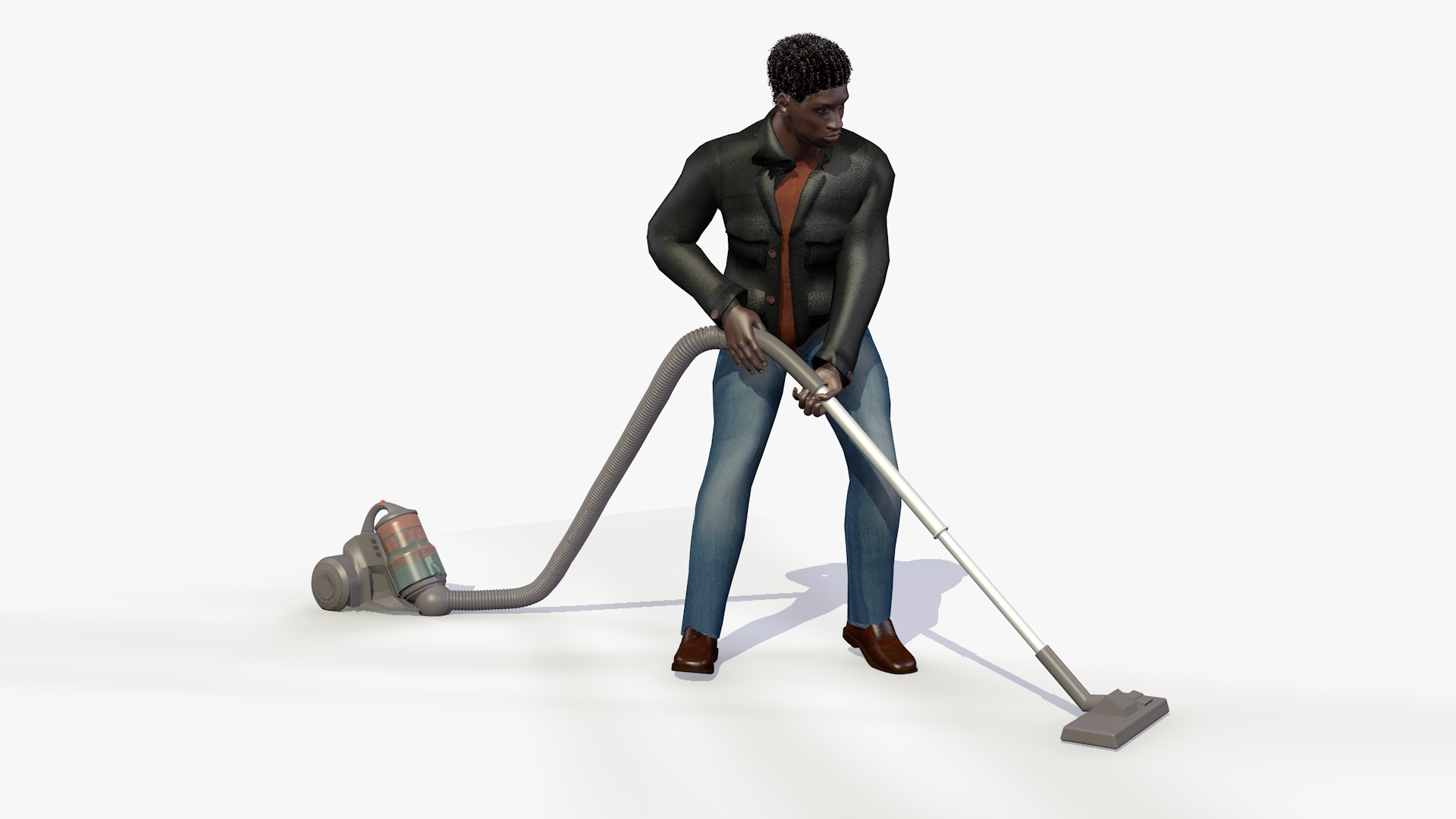 3D Model Realistically Man Vacuum Cleaning - TurboSquid 1659071