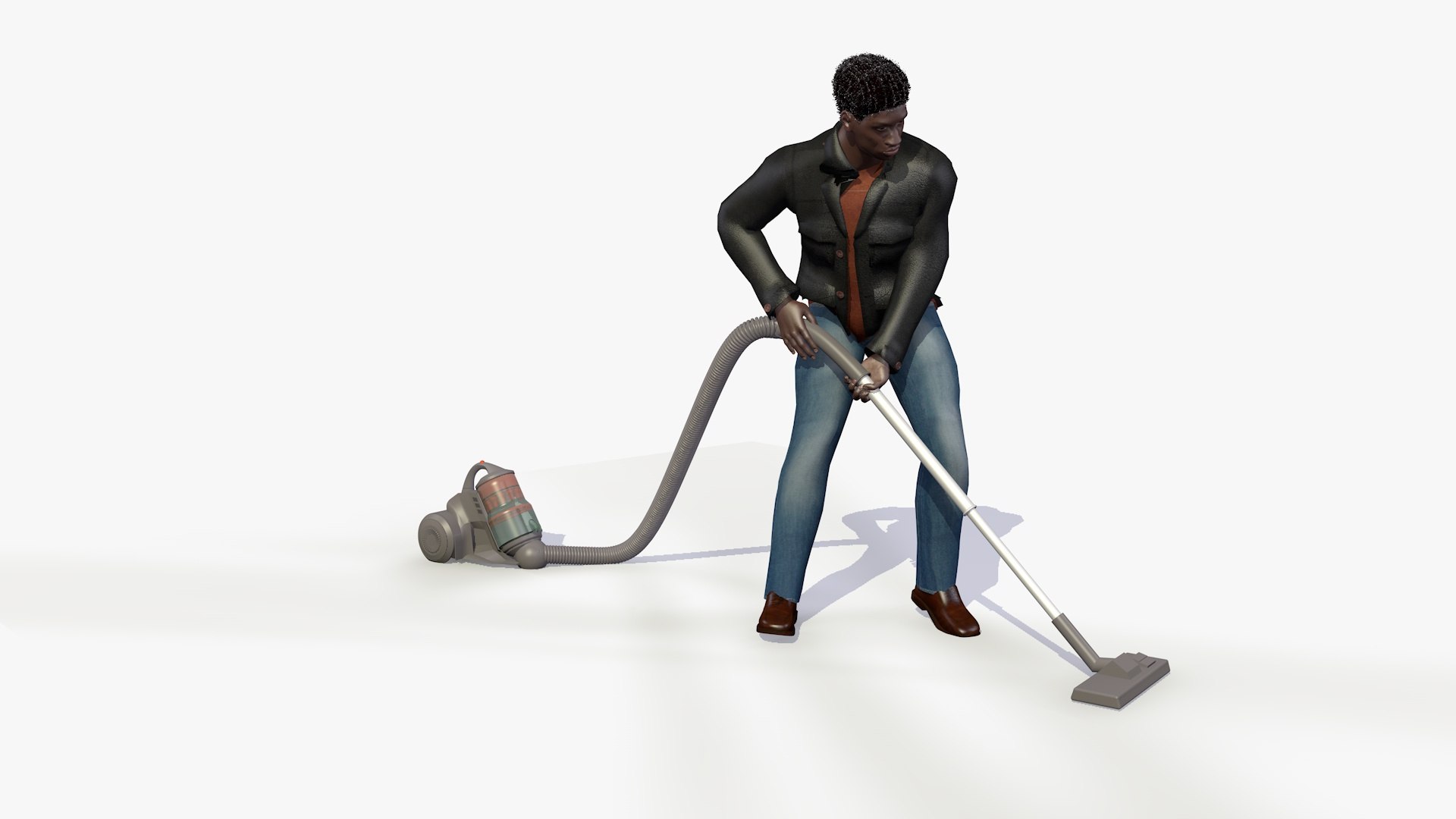 3D Model Realistically Man Vacuum Cleaning - TurboSquid 1659071