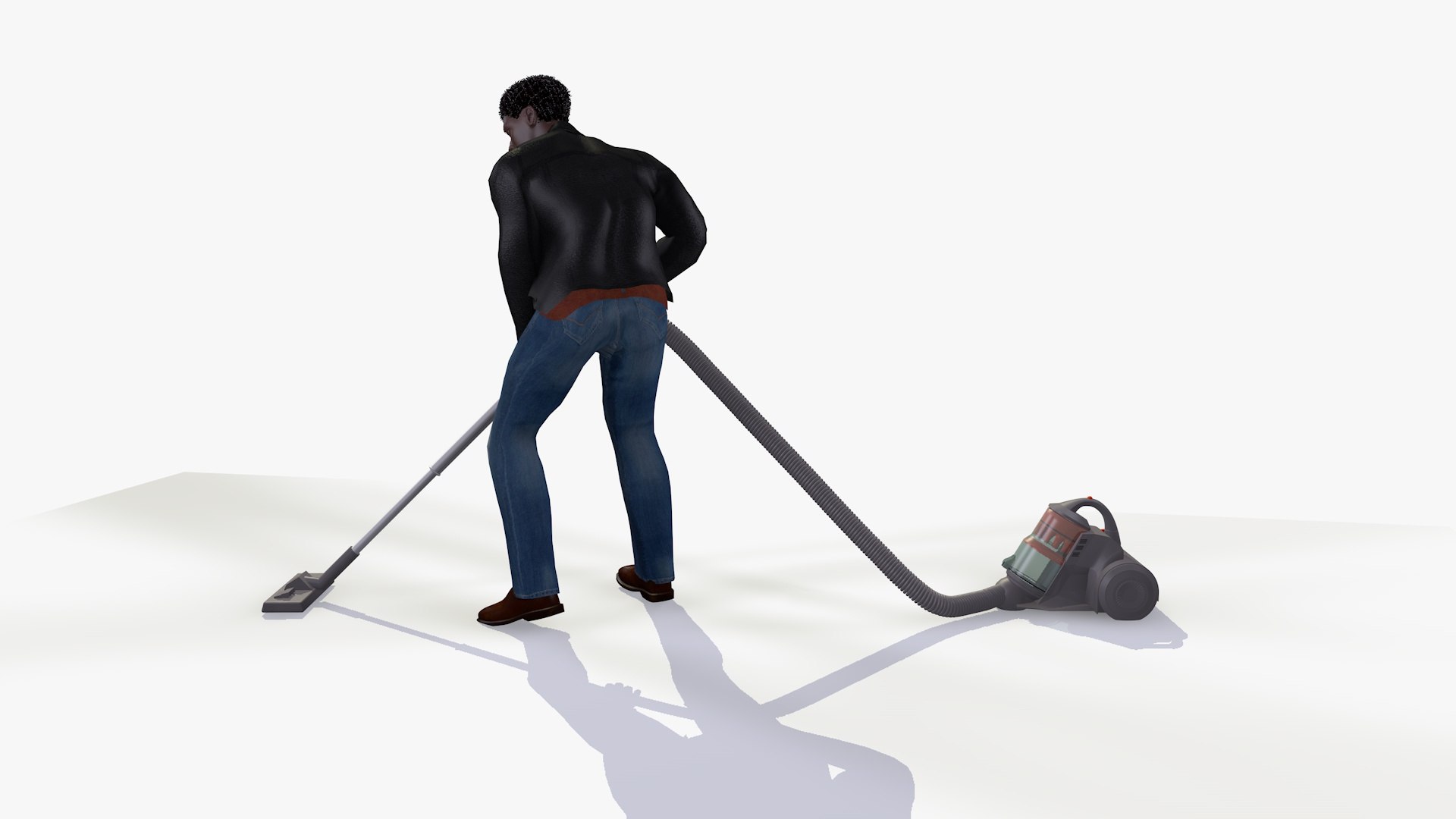 3D Model Realistically Man Vacuum Cleaning - TurboSquid 1659071