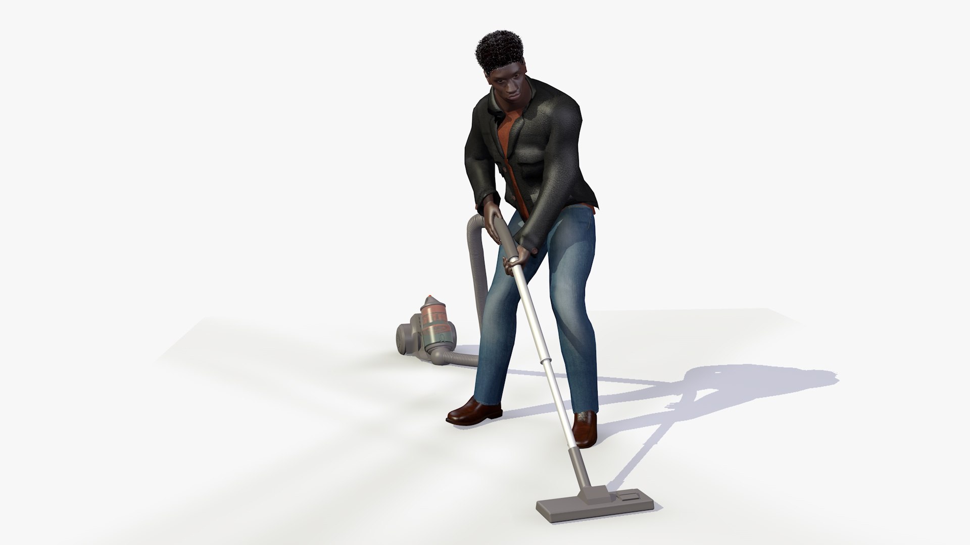 3D Model Realistically Man Vacuum Cleaning - TurboSquid 1659071