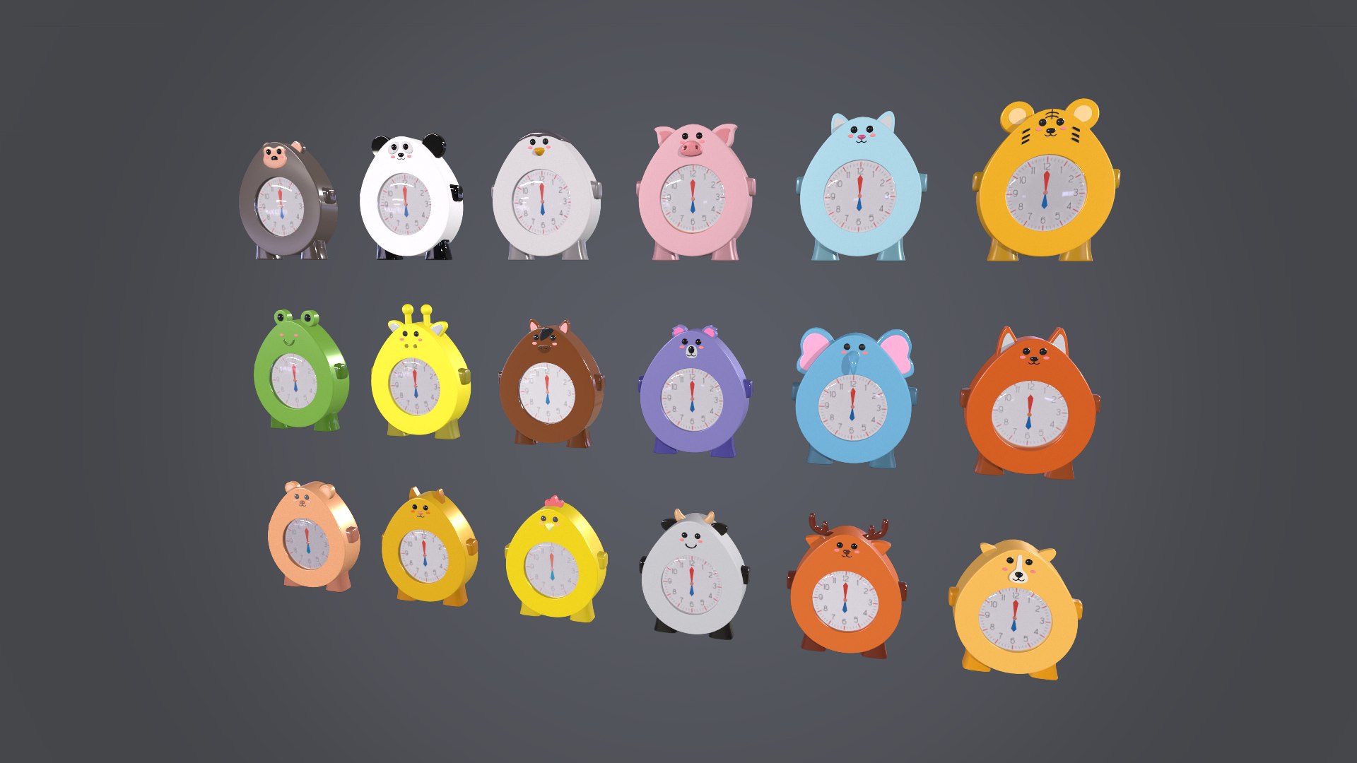 3D Animal Clock Pack 01 Model - TurboSquid 2239015