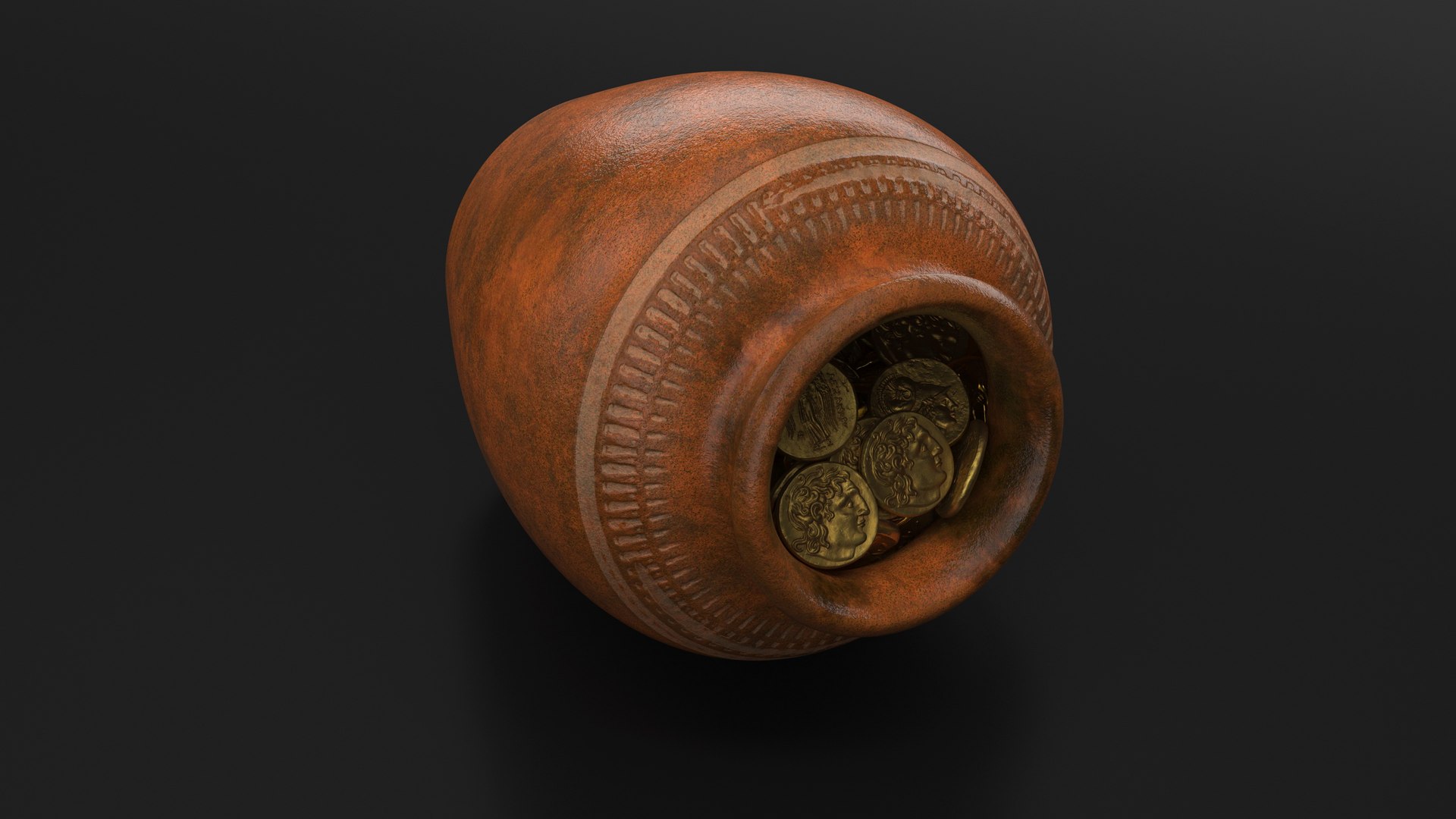 Old Clay Pot Full of Gold Coins 3D model - TurboSquid 1996819