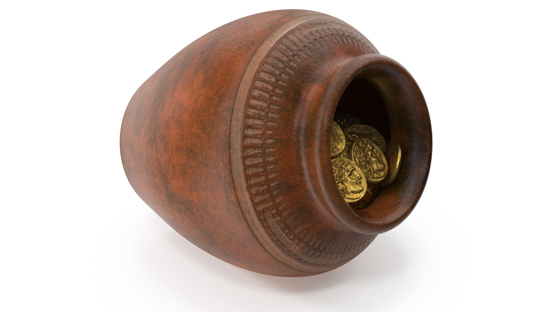 Old Clay Pot Full of Gold Coins 3D model - TurboSquid 1996819