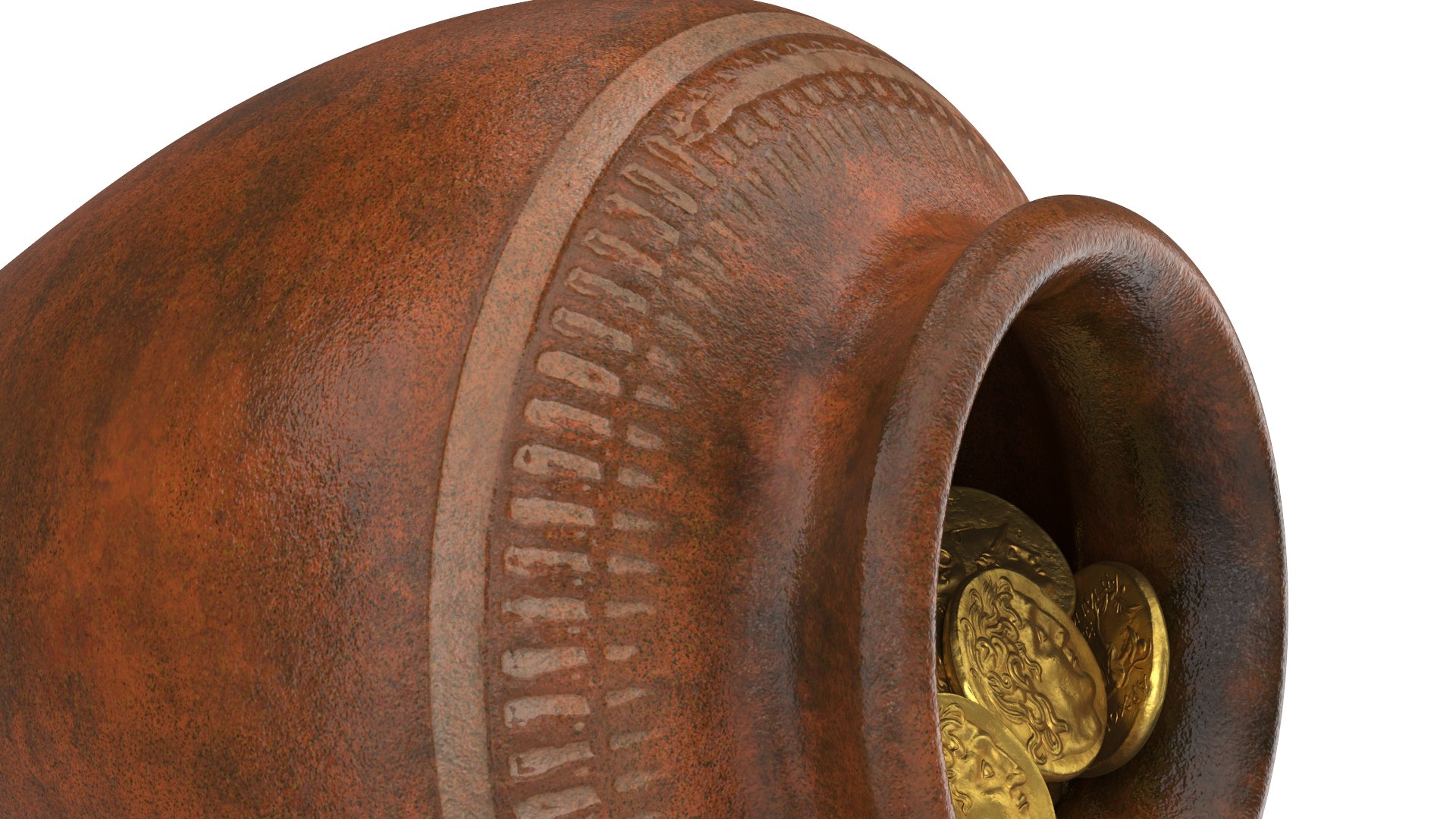 Old Clay Pot Full of Gold Coins 3D model - TurboSquid 1996819
