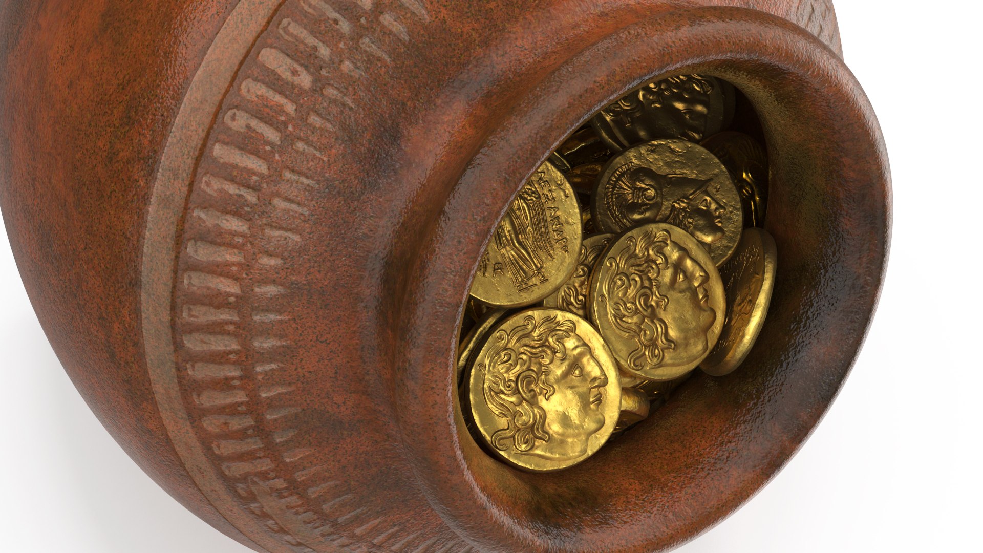Old Clay Pot Full of Gold Coins 3D model - TurboSquid 1996819