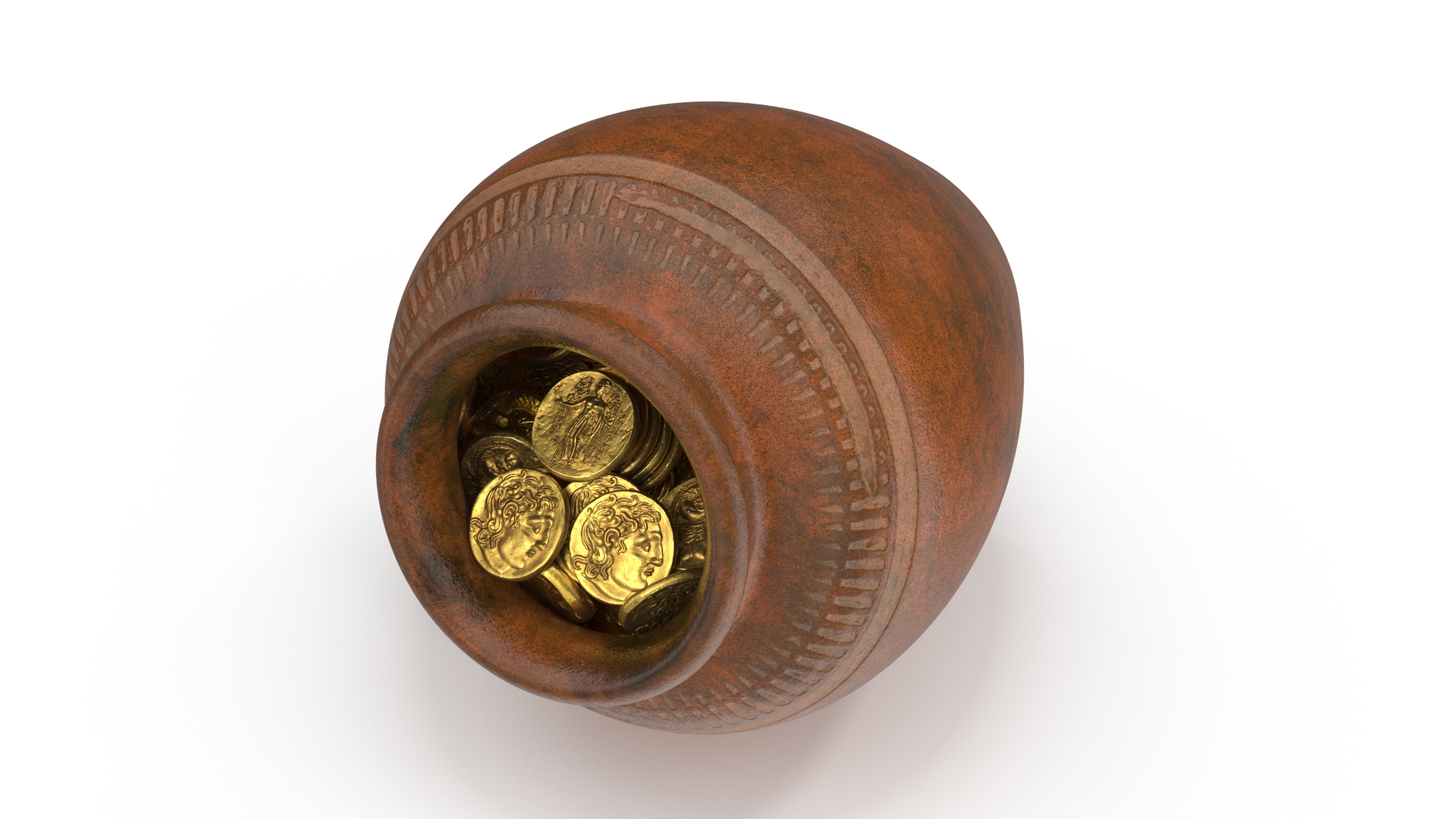 Old Clay Pot Full of Gold Coins 3D model - TurboSquid 1996819