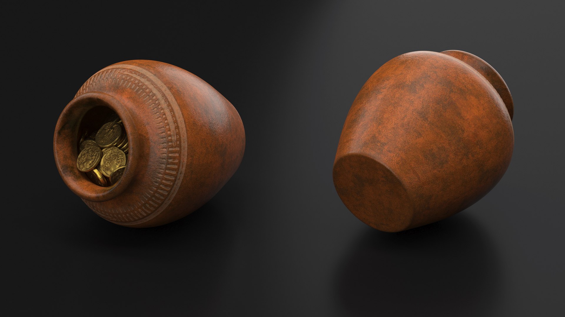 Old Clay Pot Full of Gold Coins 3D model - TurboSquid 1996819