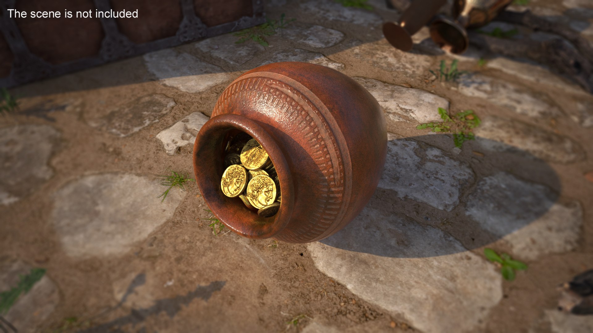 Old Clay Pot Full of Gold Coins 3D model - TurboSquid 1996819