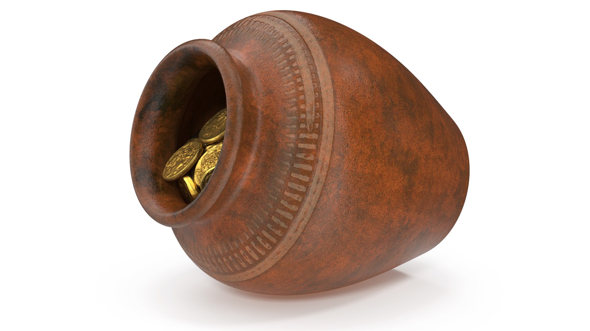 Old Clay Pot Full of Gold Coins 3D model - TurboSquid 1996819