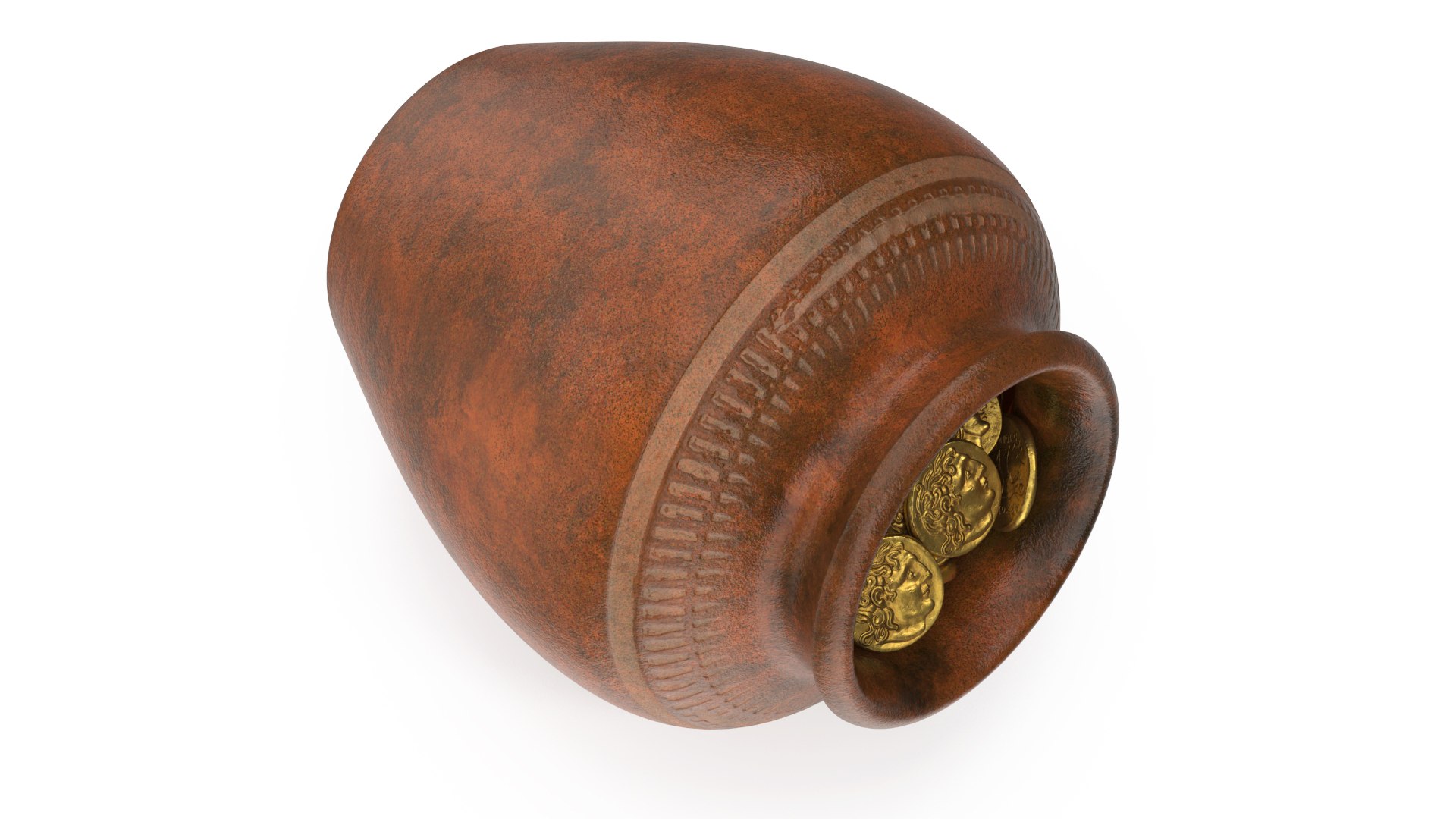 Old Clay Pot Full of Gold Coins 3D model - TurboSquid 1996819