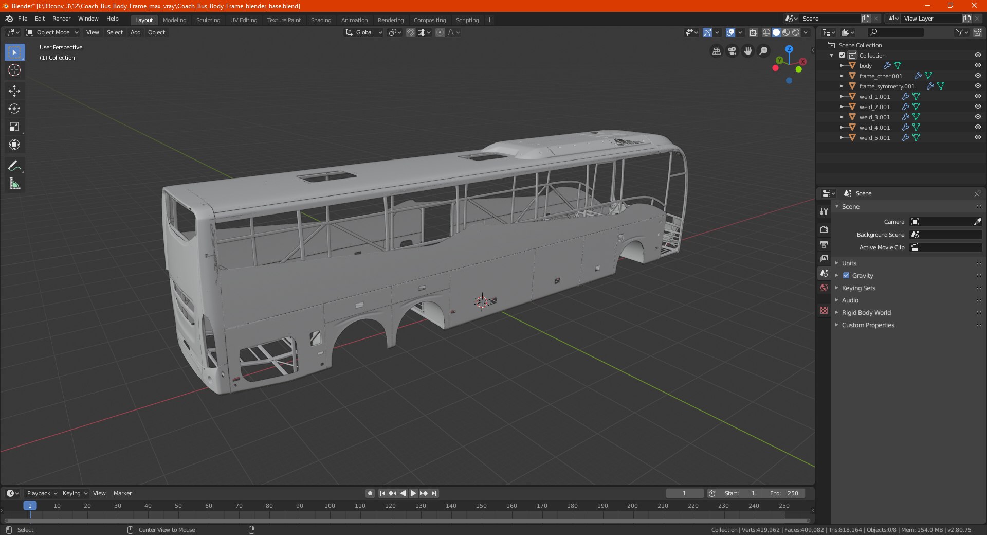 Coach bus body frame 3D - TurboSquid 1596837