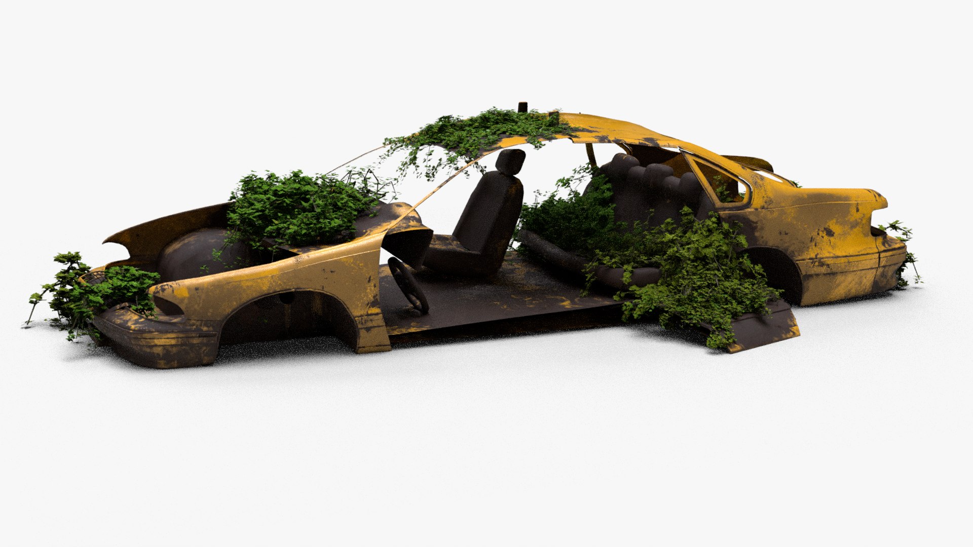 3D 4k Abandoned Cars Destroyed Vehicles With Ivy - TurboSquid 2083561