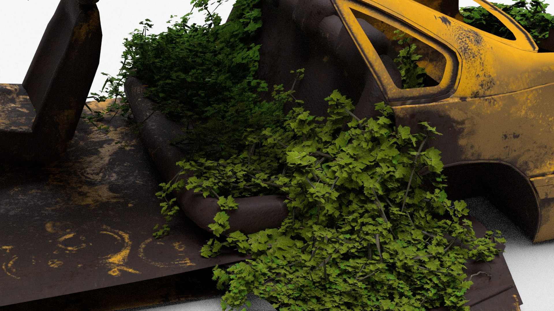 3D 4k Abandoned Cars Destroyed Vehicles With Ivy - TurboSquid 2083561