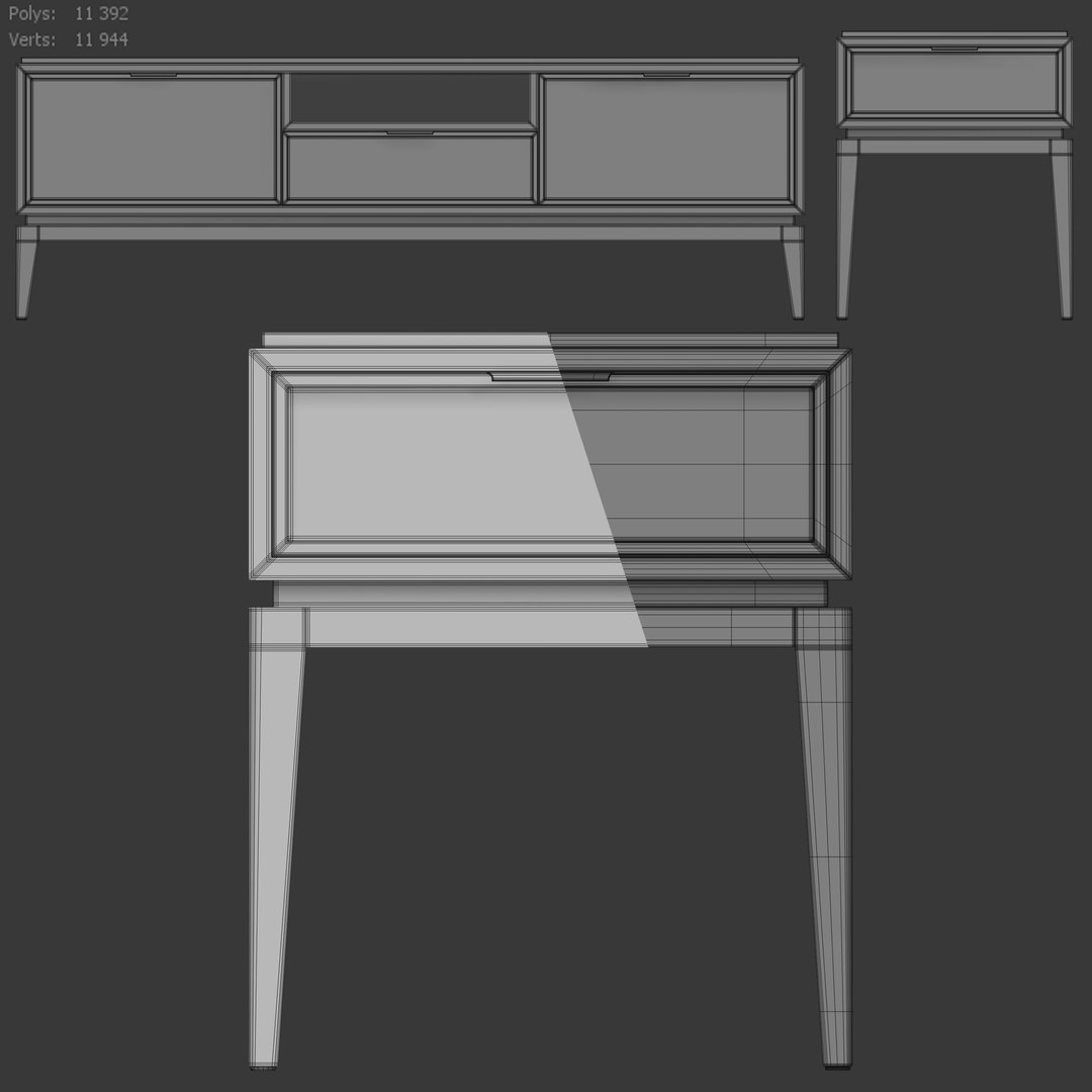 Tv stand and bedside table Vermont Wooden Kors 3D model - TurboSquid ...