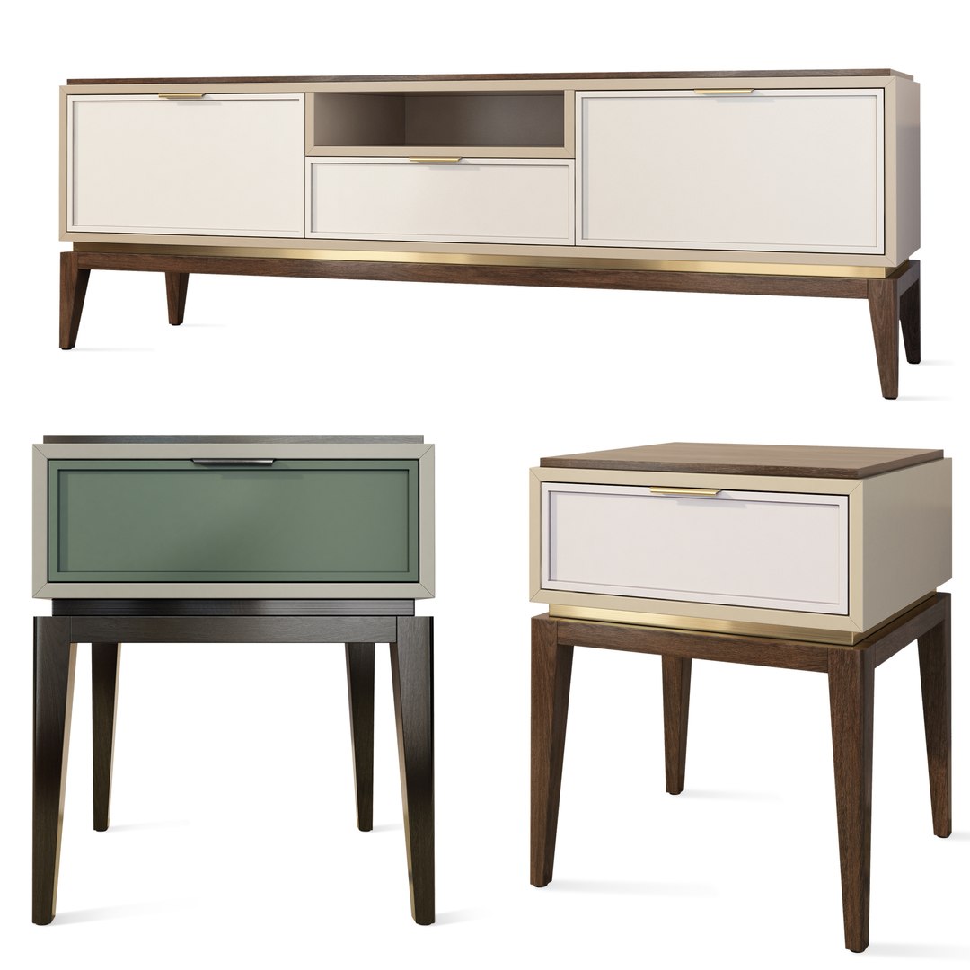 Tv stand and bedside table Vermont Wooden Kors 3D model - TurboSquid ...