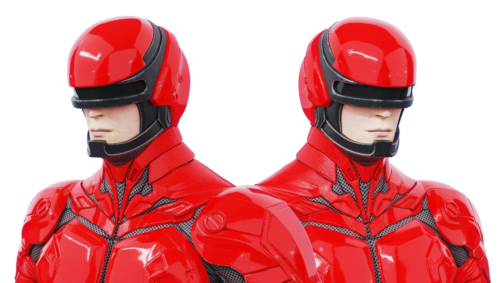 3D Futuristic Cyborg In Red Armor Rigged - TurboSquid 2254986