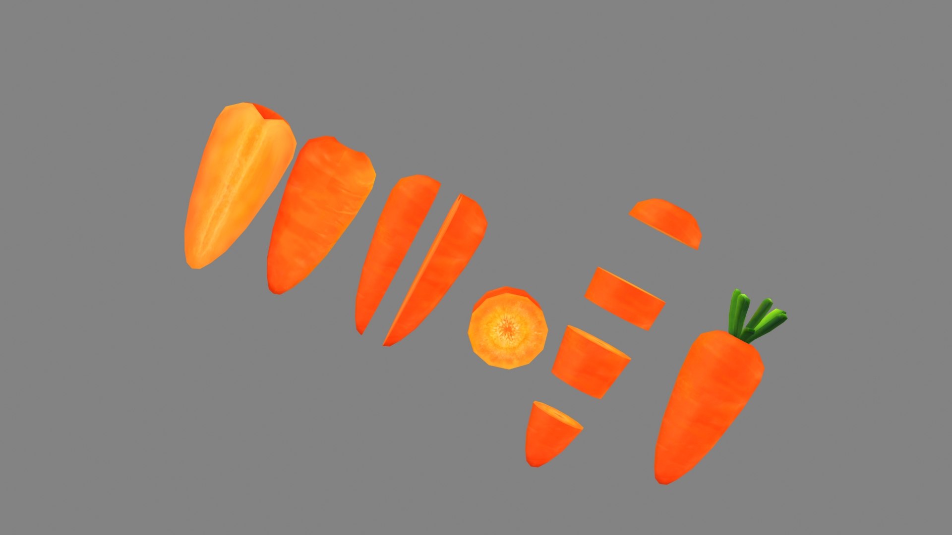 3D Model Cartoon Carrots - Carrot Slice - TurboSquid 1930199
