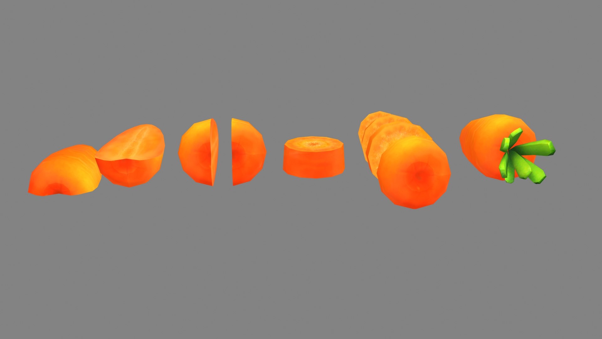 3D Model Cartoon Carrots - Carrot Slice - TurboSquid 1930199