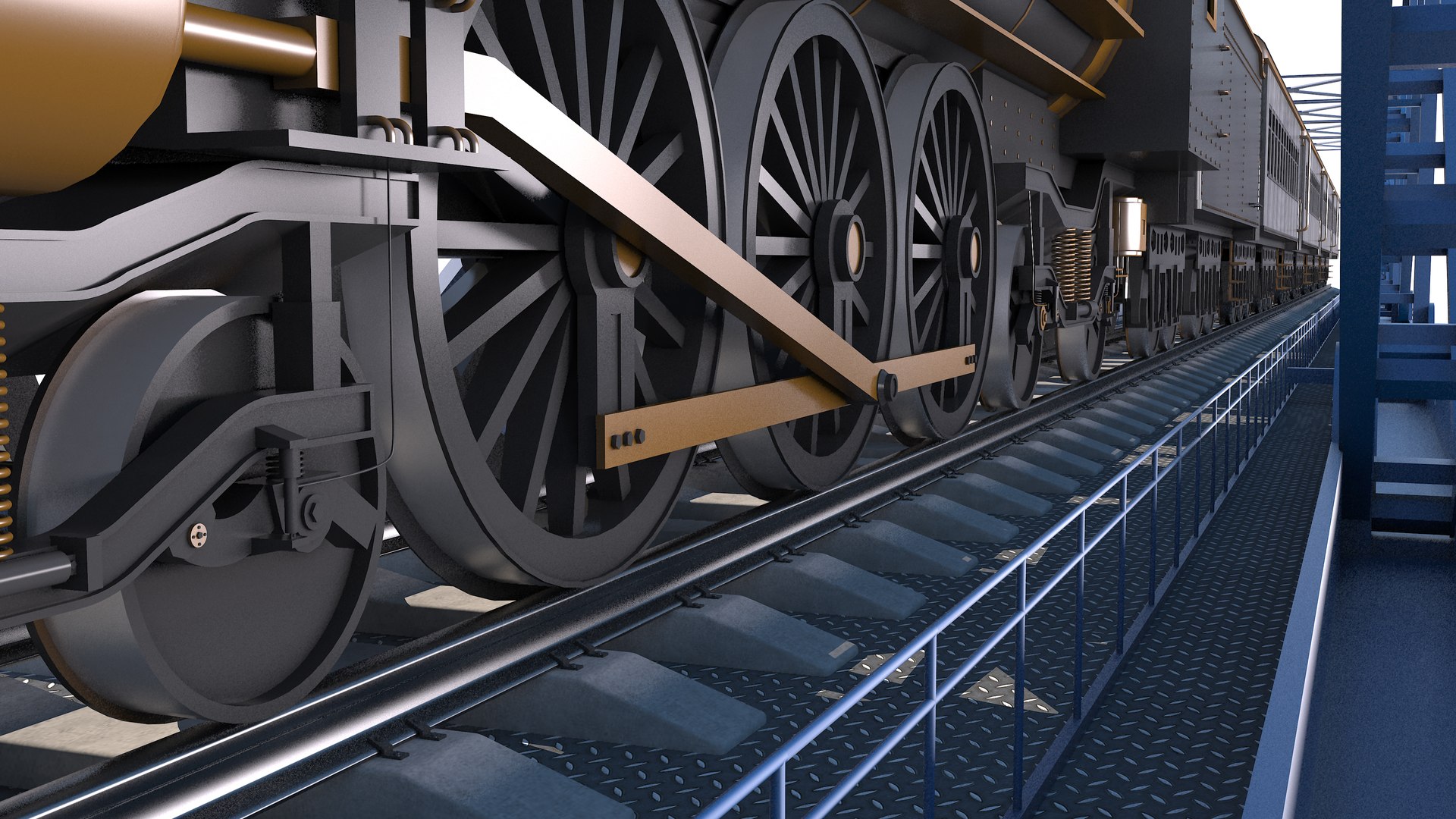 3D Railway Bridge And Train - Blue - TurboSquid 1923059