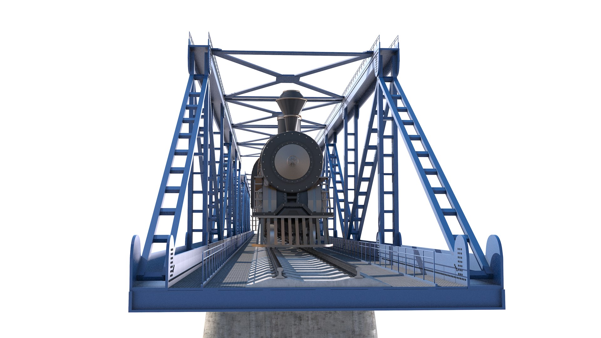 3D Railway Bridge and Train - Blue - TurboSquid 1923059